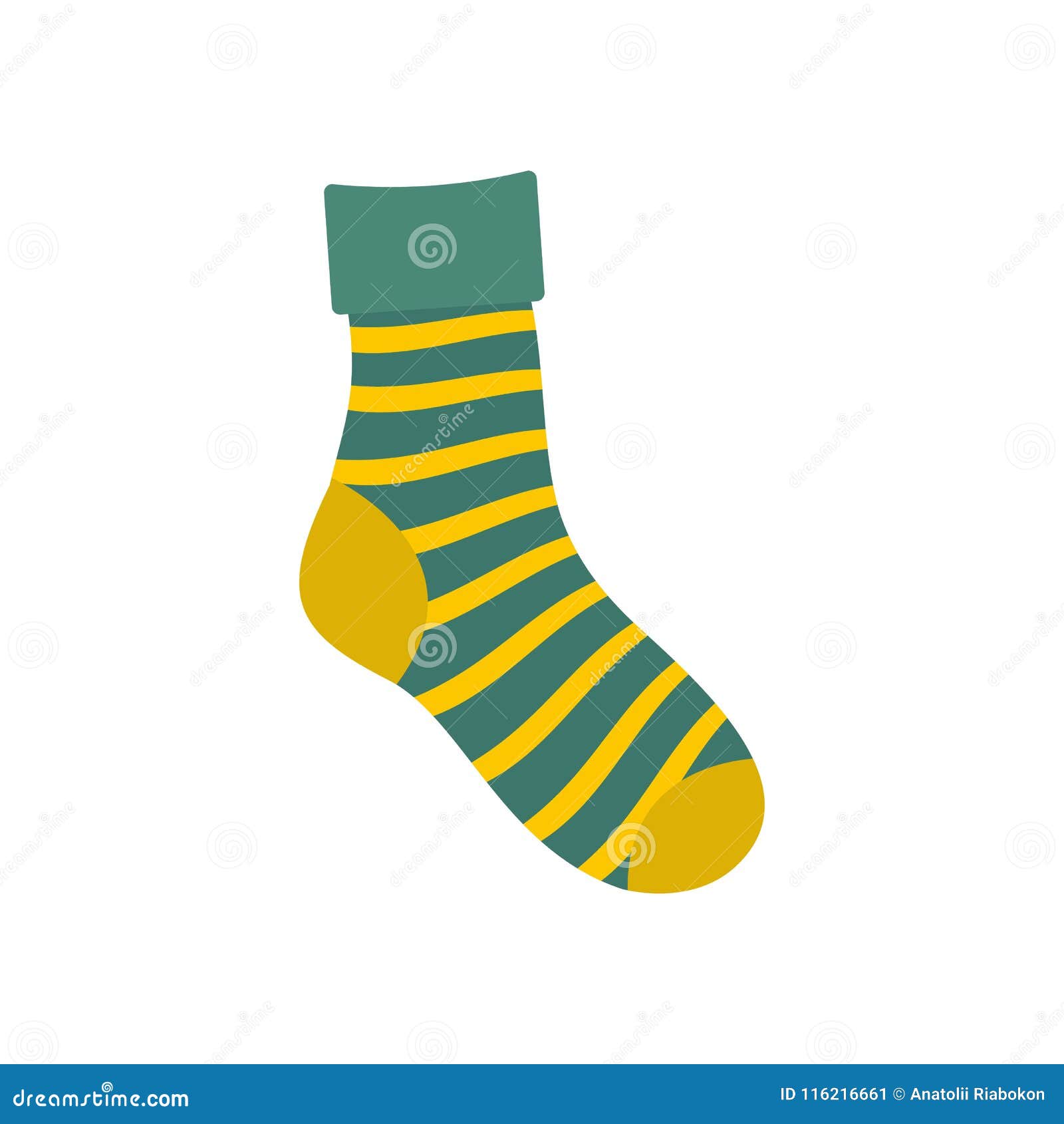 Striped Sock Icon, Flat Style Stock Vector - Illustration of isolated ...