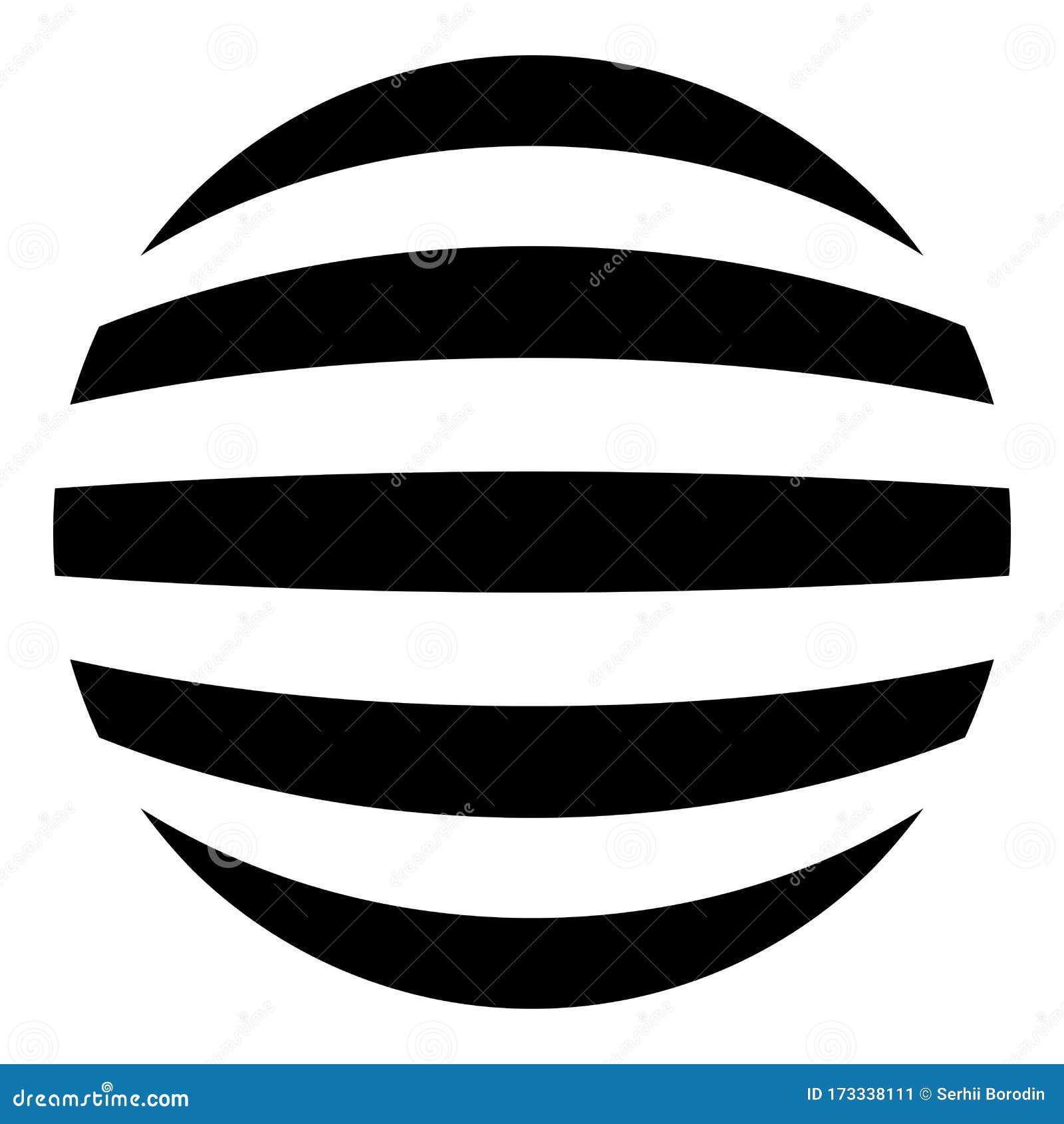 Striped Sphere Concept Globe Abstract Ball Icon Black Color Vector ...