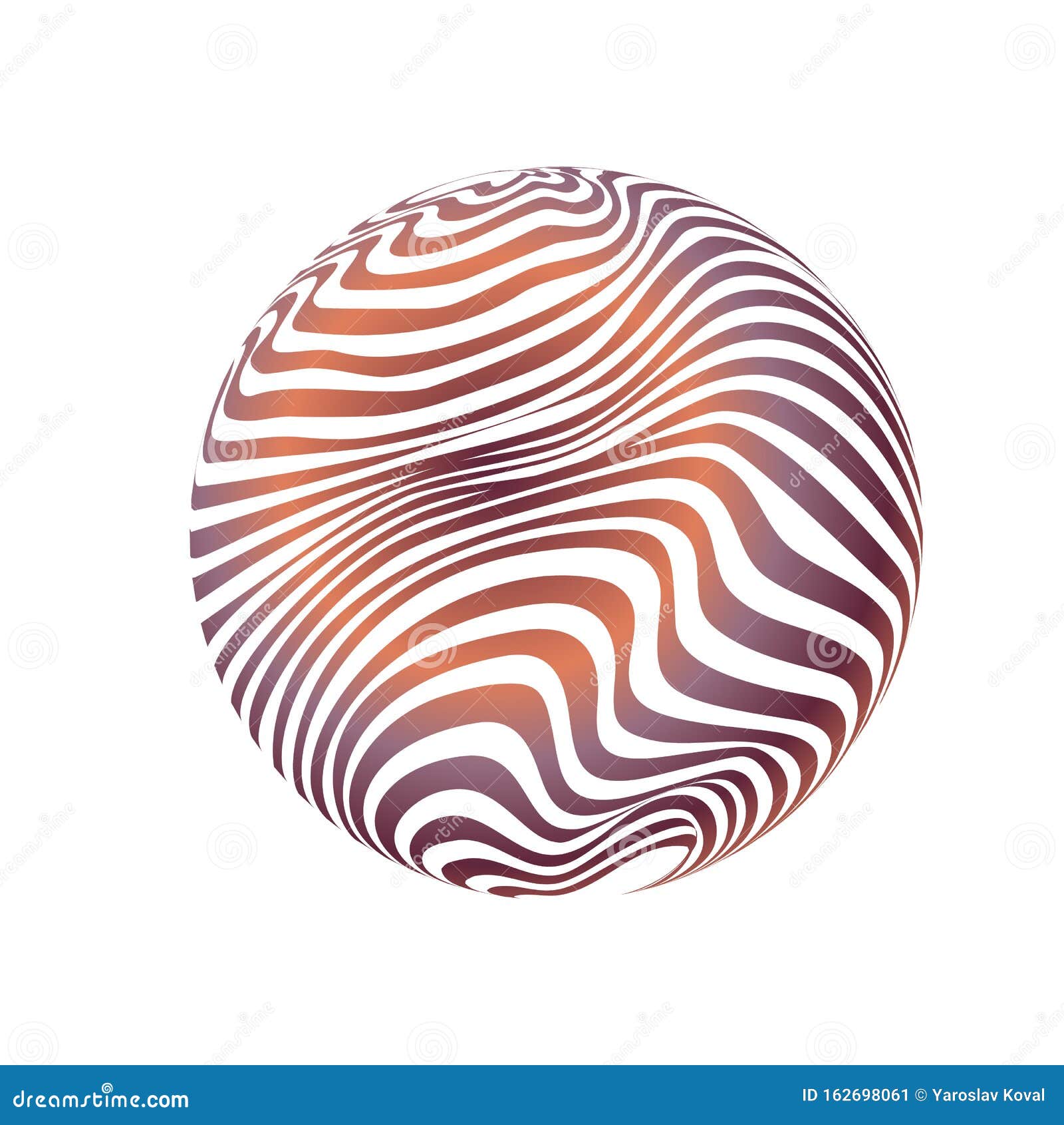 Striped Sphere. Vector 3d Top Abstract Background Stock Illustration ...