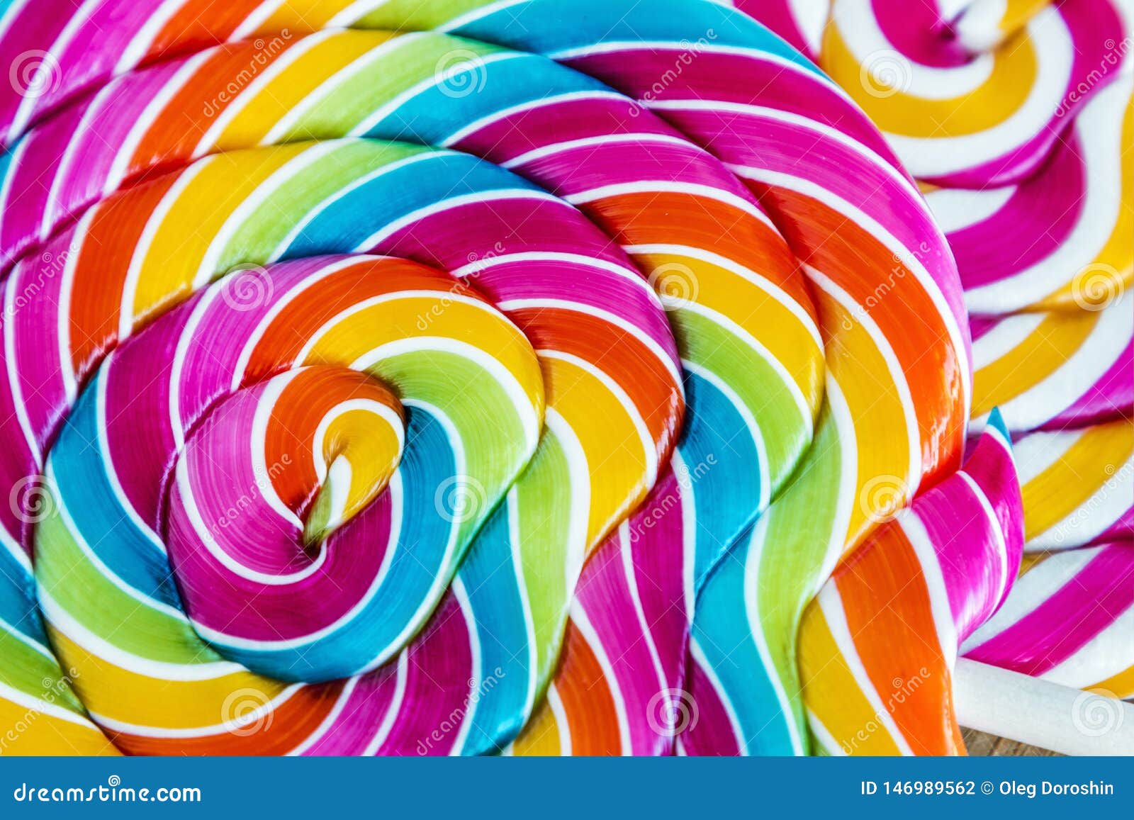 Striped Spiral Multi-color Lollipop Closeup Stock Photo - Image of ...