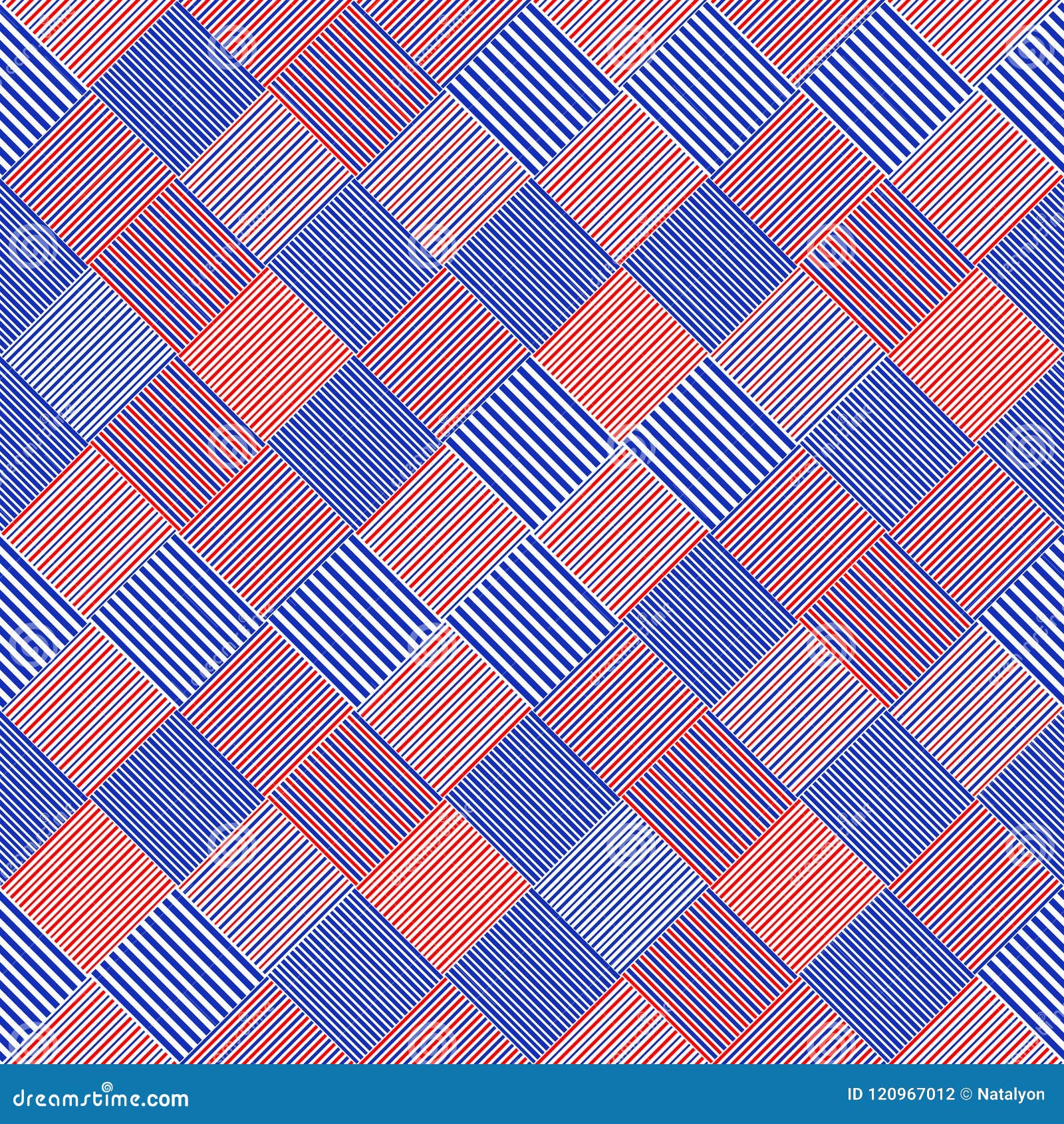 Striped Squares Blue Red and White Geometric Abstract Seamless Pattern ...