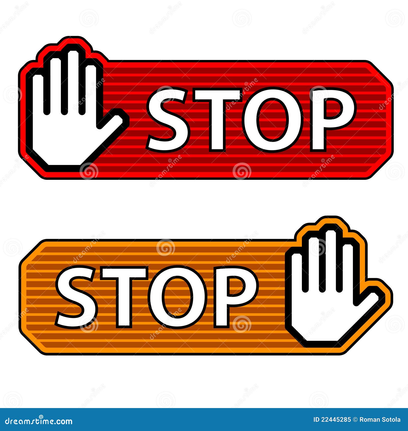 Striped Stop Hand Gesture Labels Stock Vector - Illustration of gesture ...