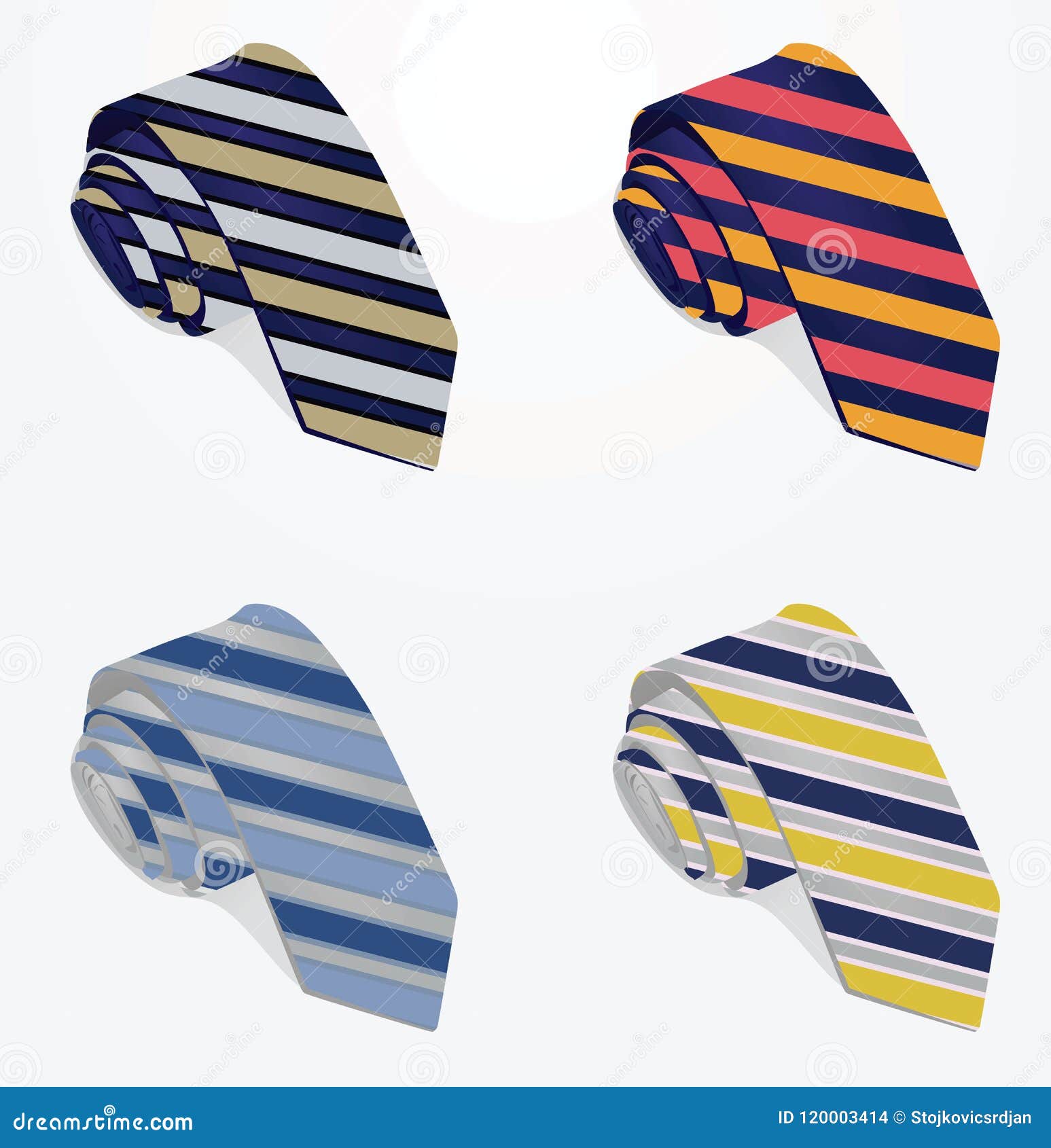 Striped ties set stock vector. Illustration of vector - 120003414