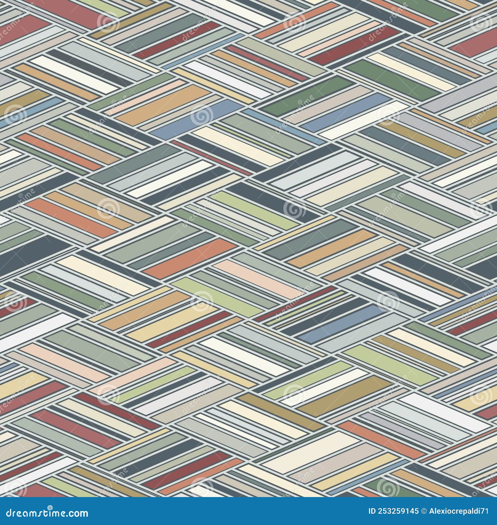 Striped Geometric Pattern with Mosaic Style Rhombuses. Seamless Vector ...