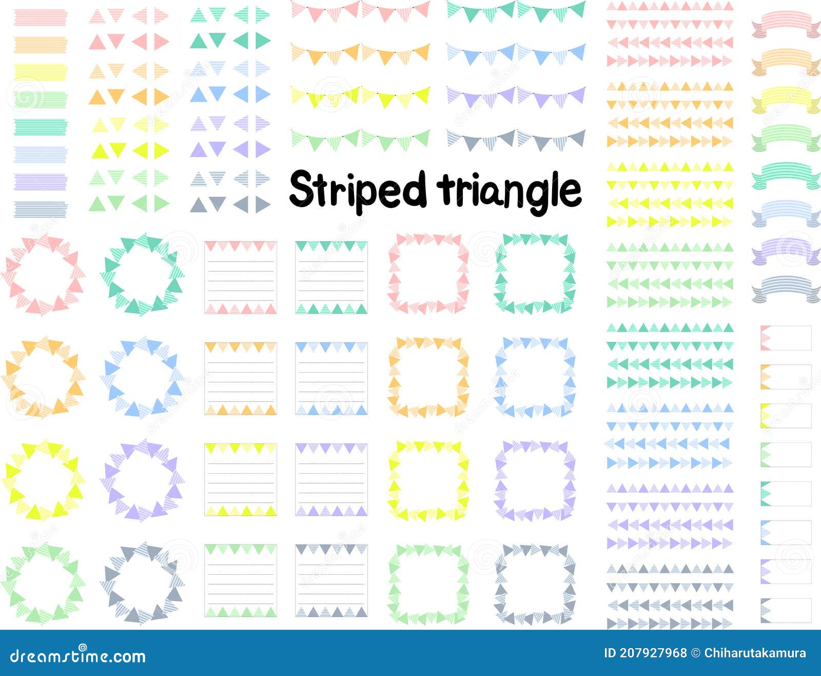 Striped triangle set stock vector. Illustration of colors - 207927968