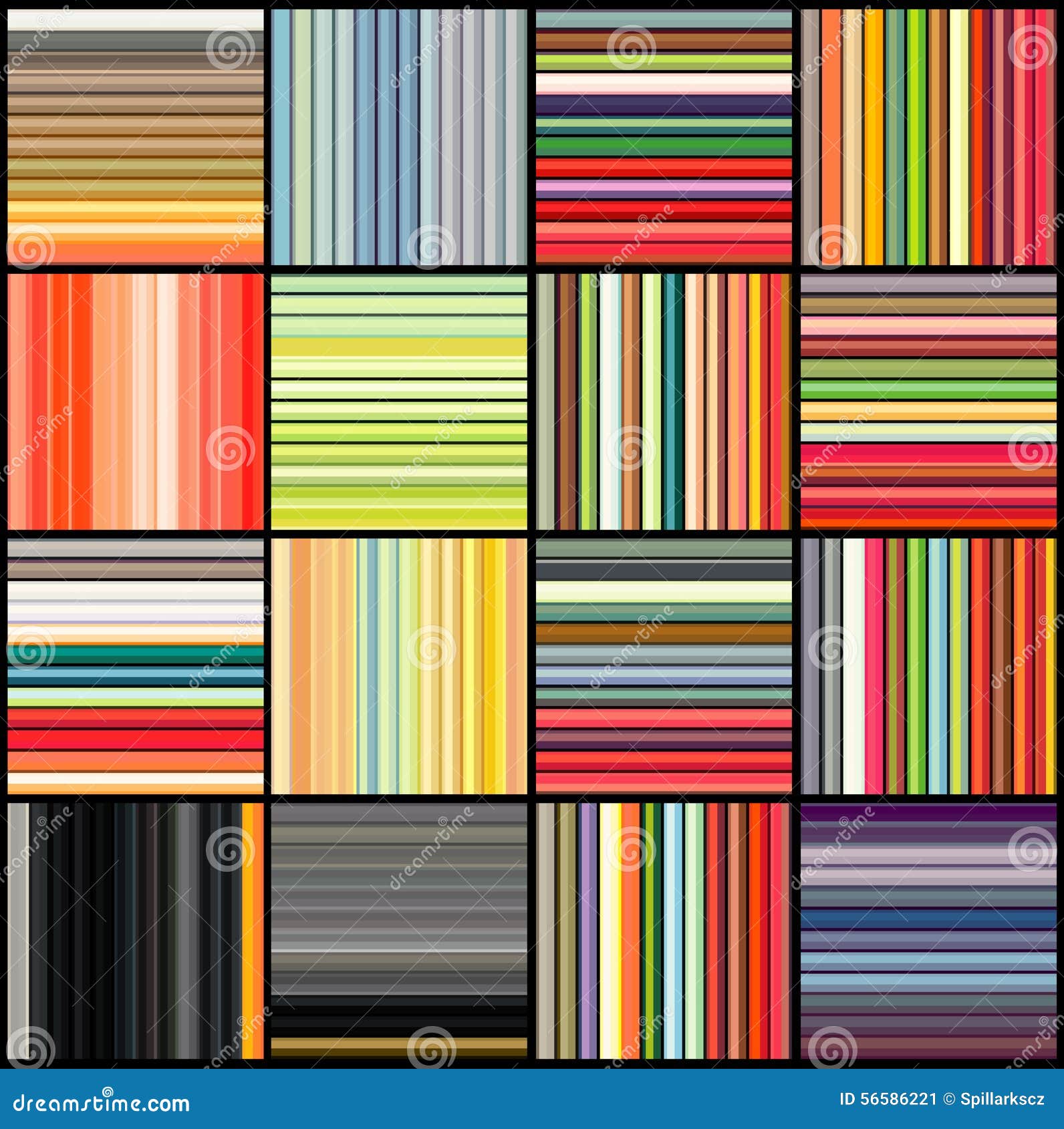 Striped Tube Patterns in Rainbow Color Over Black Stock Vector ...
