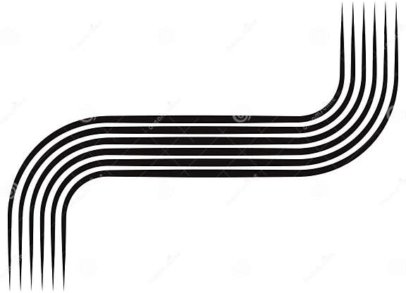 Striped Vector Pattern in Retro Style. of Black Curved Lines on a White ...
