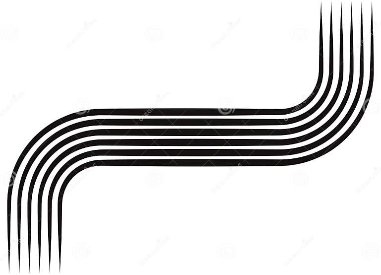 Striped Vector Pattern in Retro Style. of Black Curved Lines on a White ...