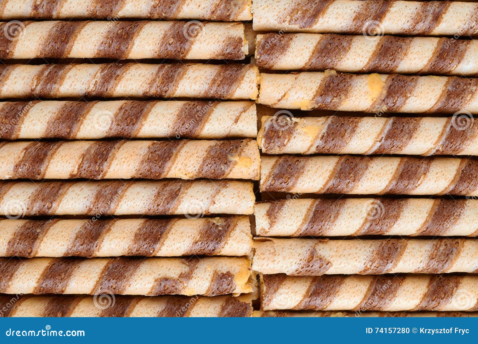 Striped wafer rolls stock photo. Image of rolled, beige - 74157280