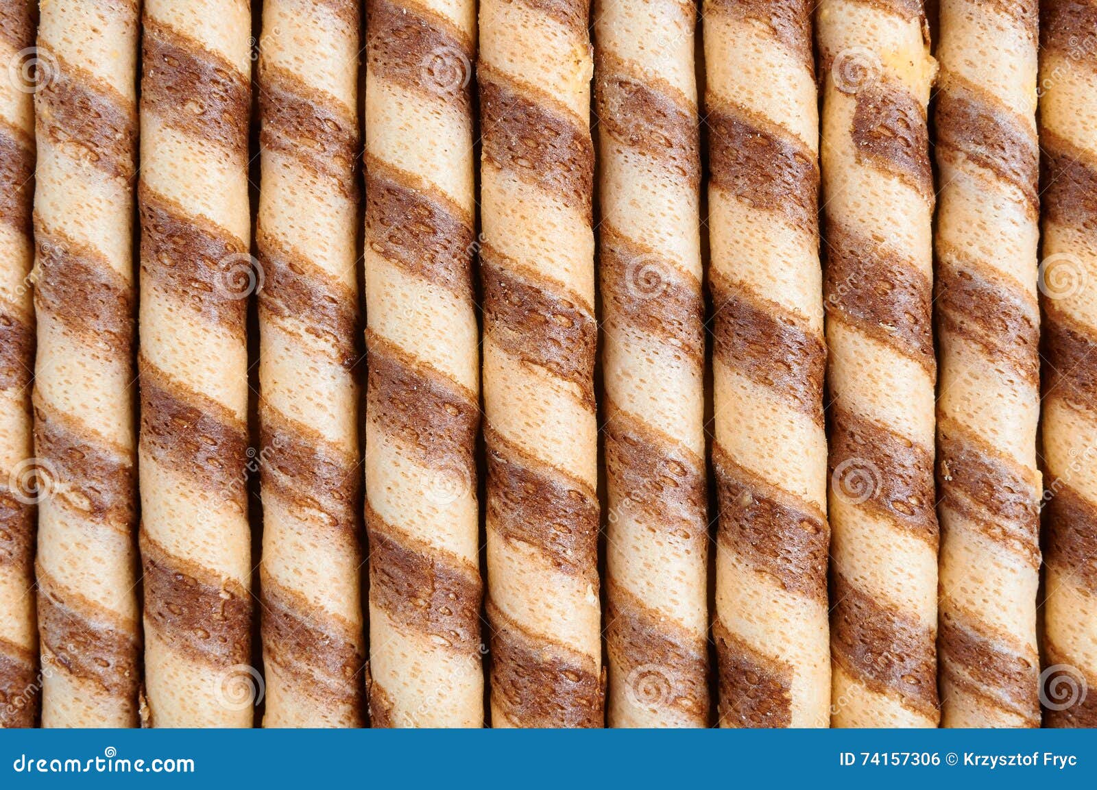 Striped wafer rolls stock photo. Image of horizontal - 74157306