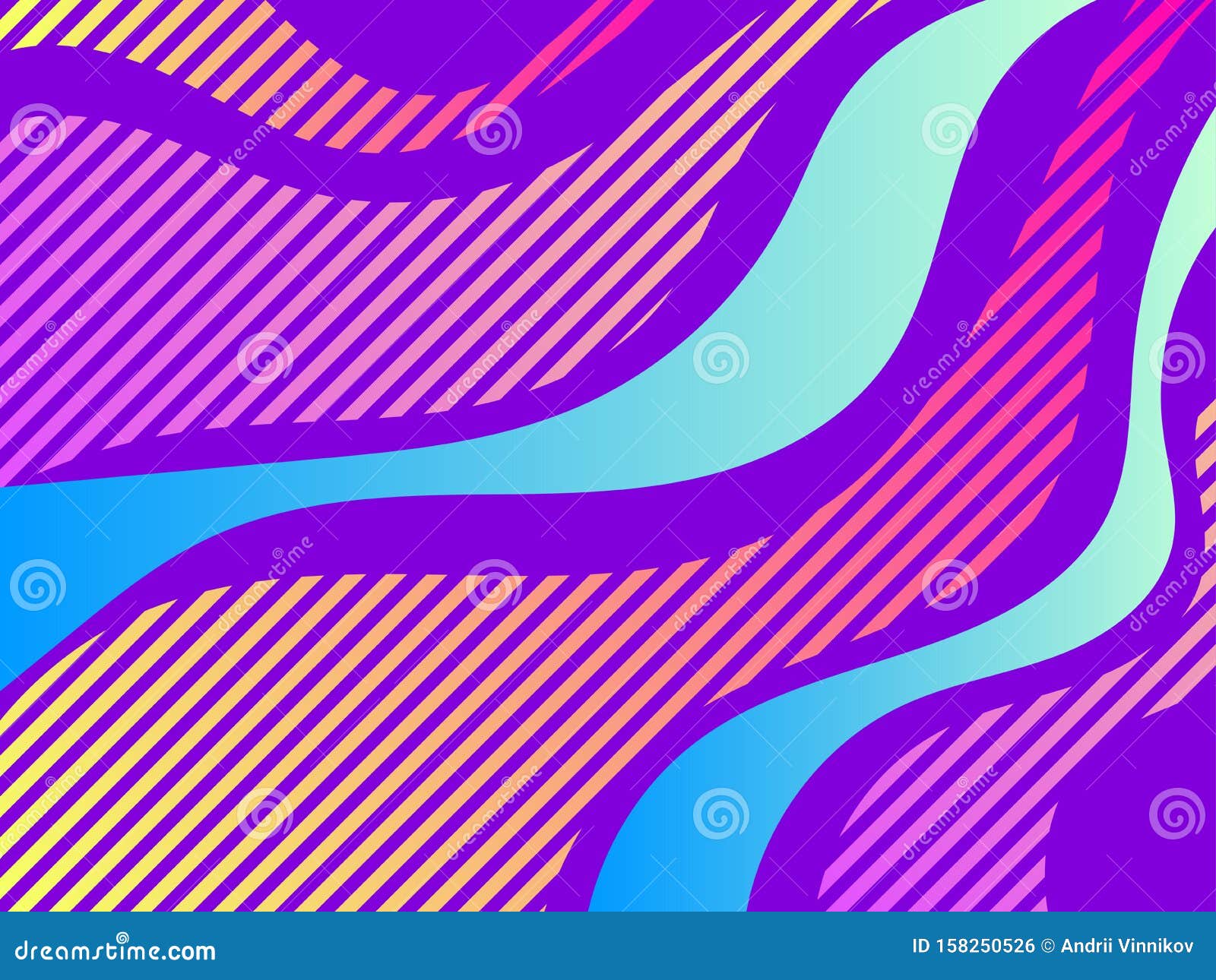 Striped Waves with Liquid Gradient. Modern Trend Background. Synthwave ...