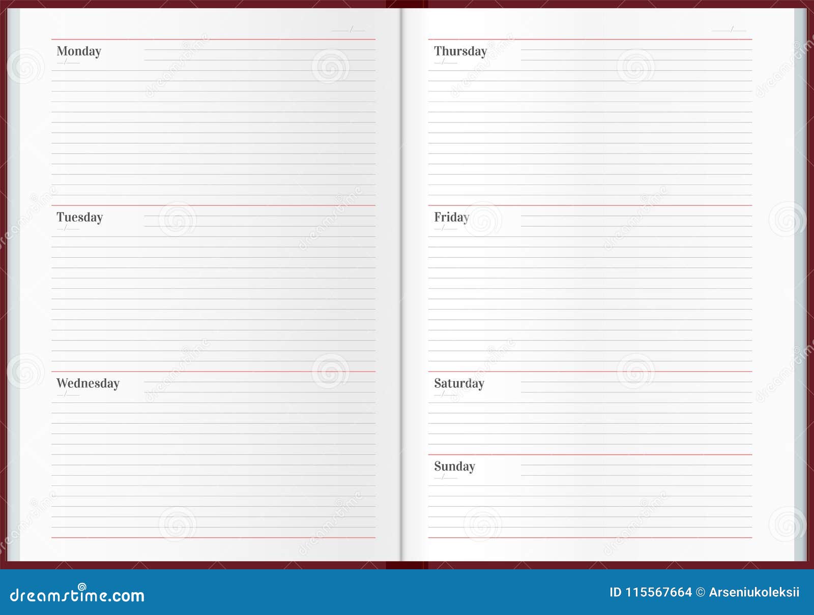 Striped Weekly Planner Template Vector Illustration | CartoonDealer.com ...