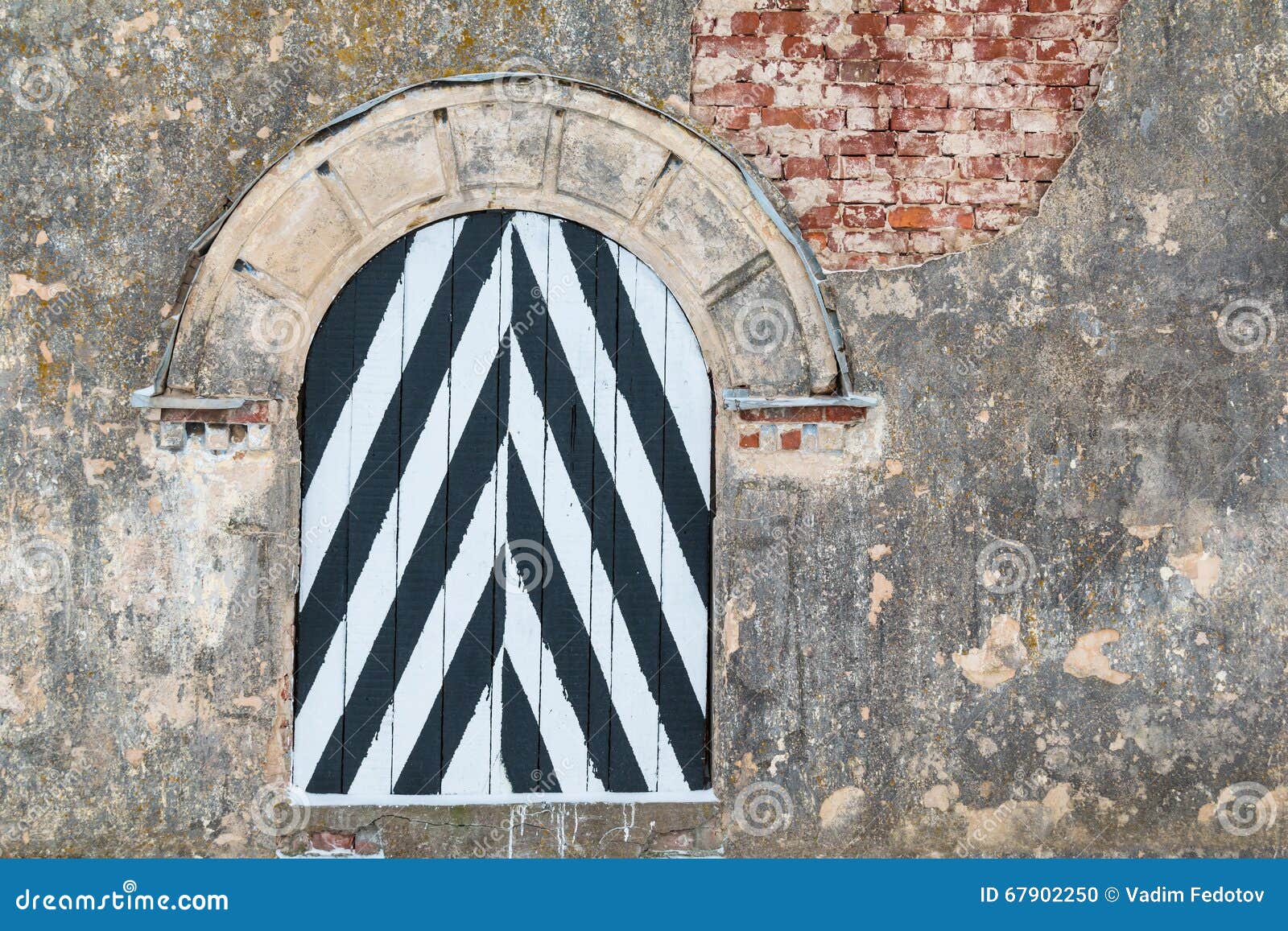 Striped Window on Brick Facade Stock Photo - Image of front, russia ...