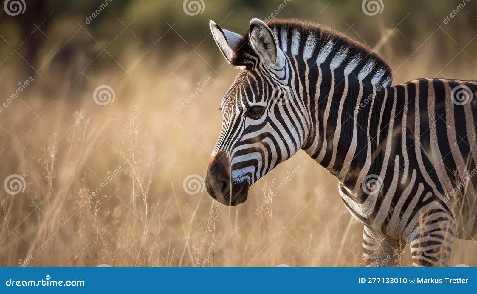 Striped Zebra Grazing on a Patch of Grass Created with Generative AI ...