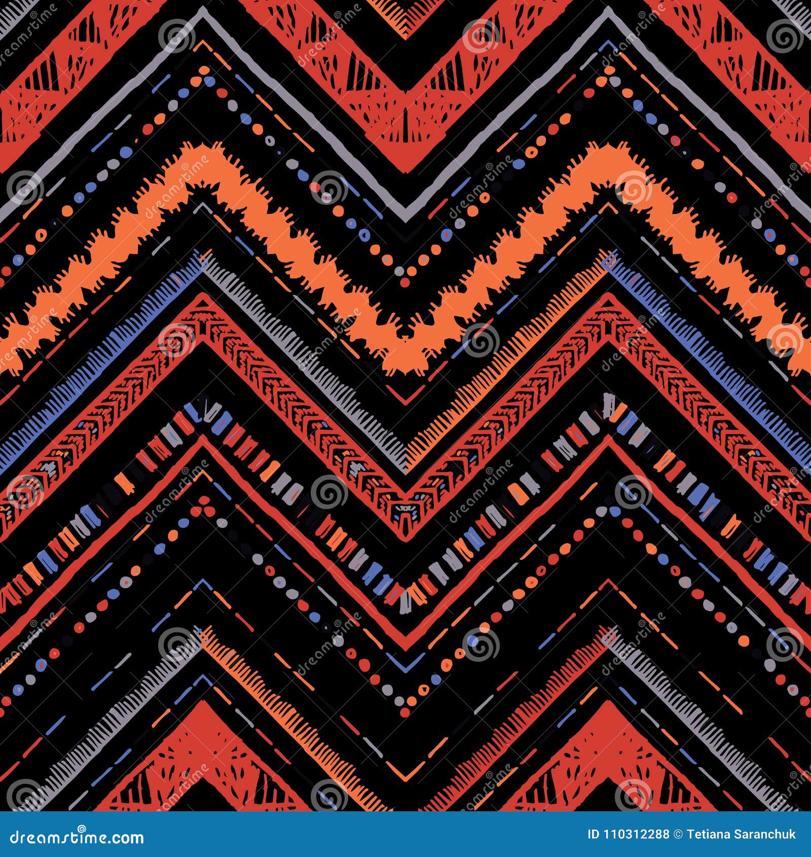 Stripes Bright Tribal Seamless Pattern with Zigzag Stock Vector ...