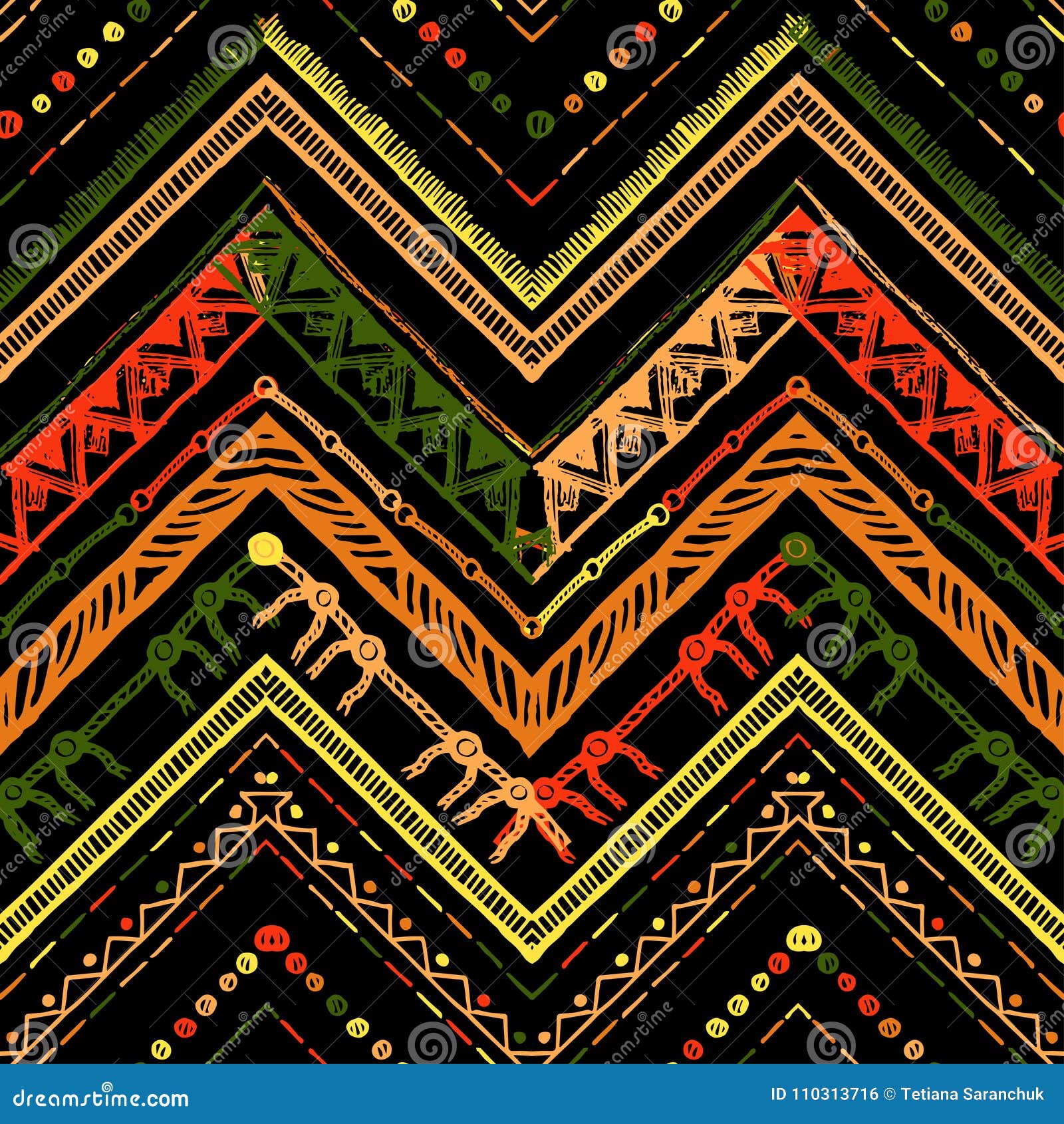 Stripes Bright Tribal Seamless Pattern with Zigzag Stock Vector ...