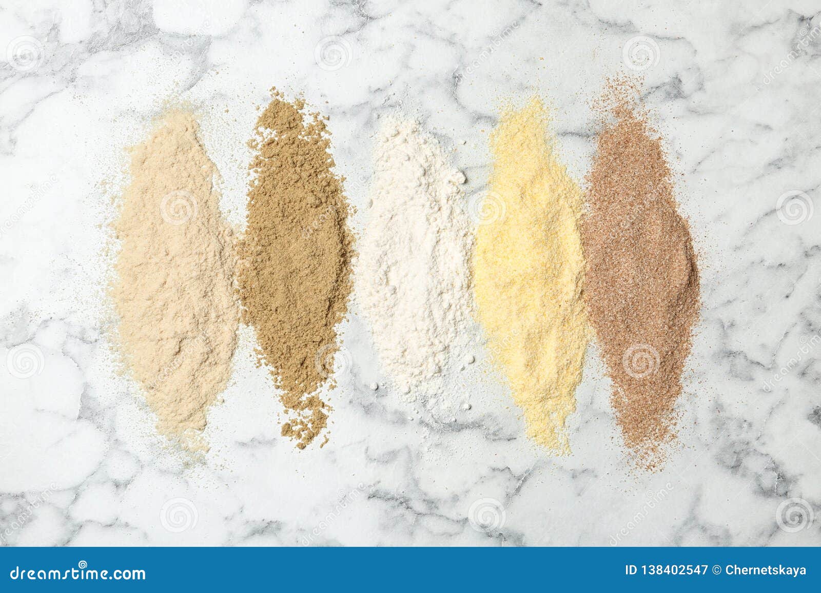 Stripes of Different Flour Types on Marble Background Stock Image ...