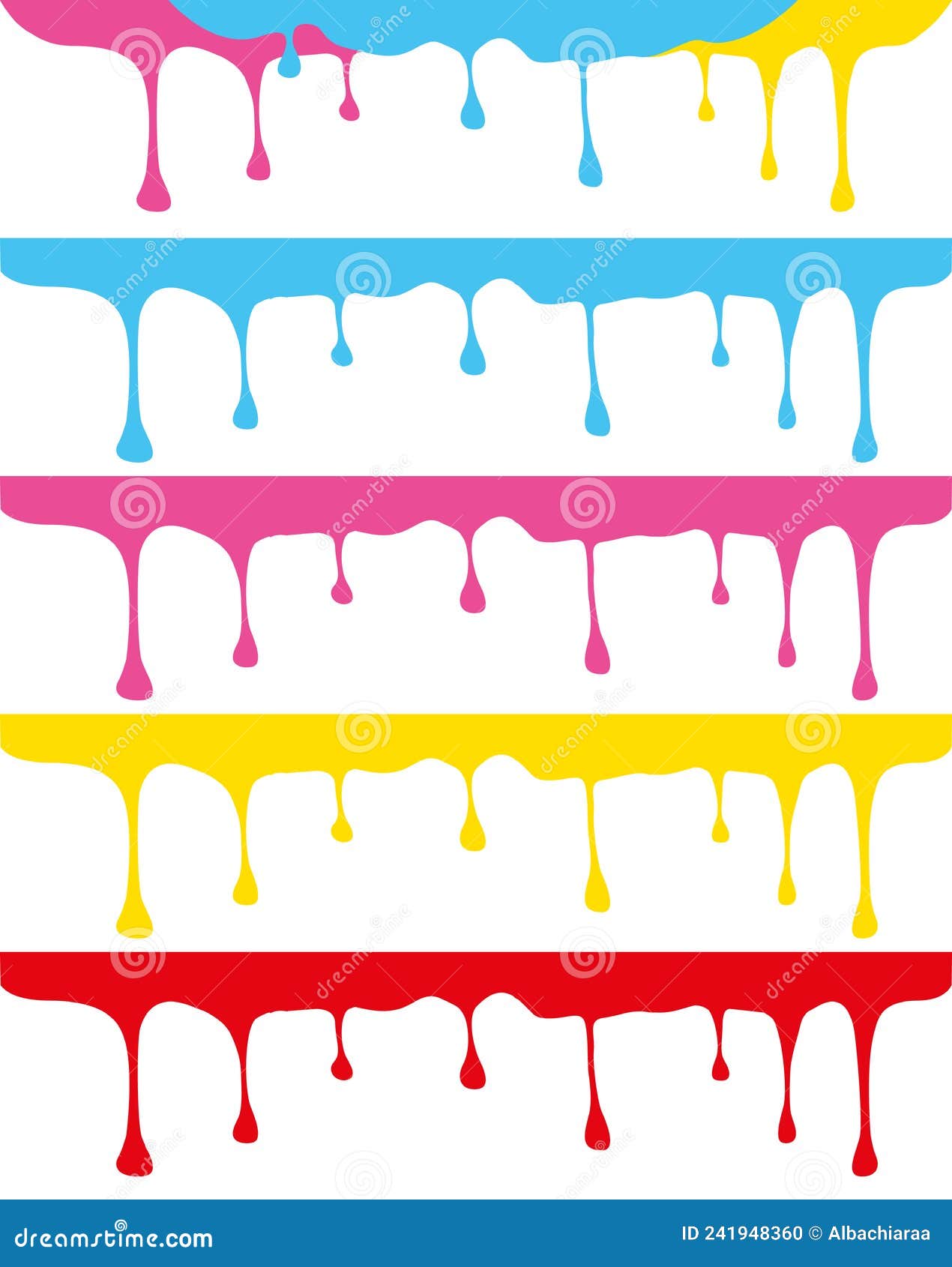 Stripes of Dripping Paint. CMYK and Red Vector Banners Set Stock Vector ...