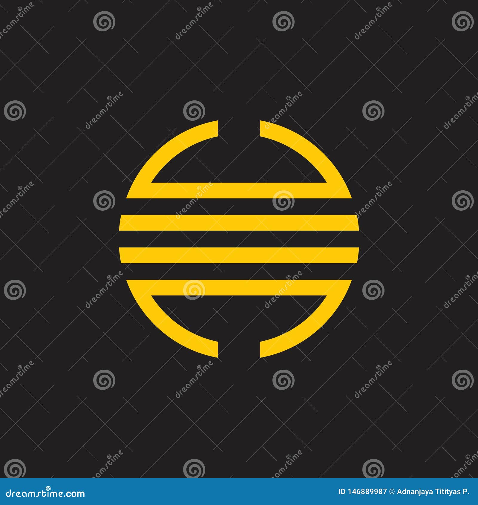 Stripes Geometric Moon Circle Logo Vector Stock Vector - Illustration ...