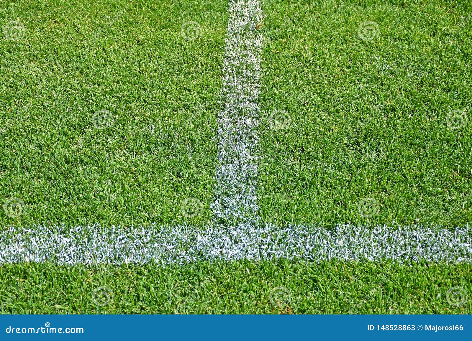Stripes Soccer Field On Blue Floor Background. Stock Photography ...