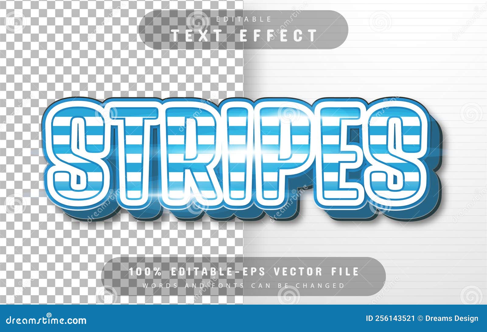 Stripes 3d Text Effect Editable Stock Vector - Illustration of striped ...
