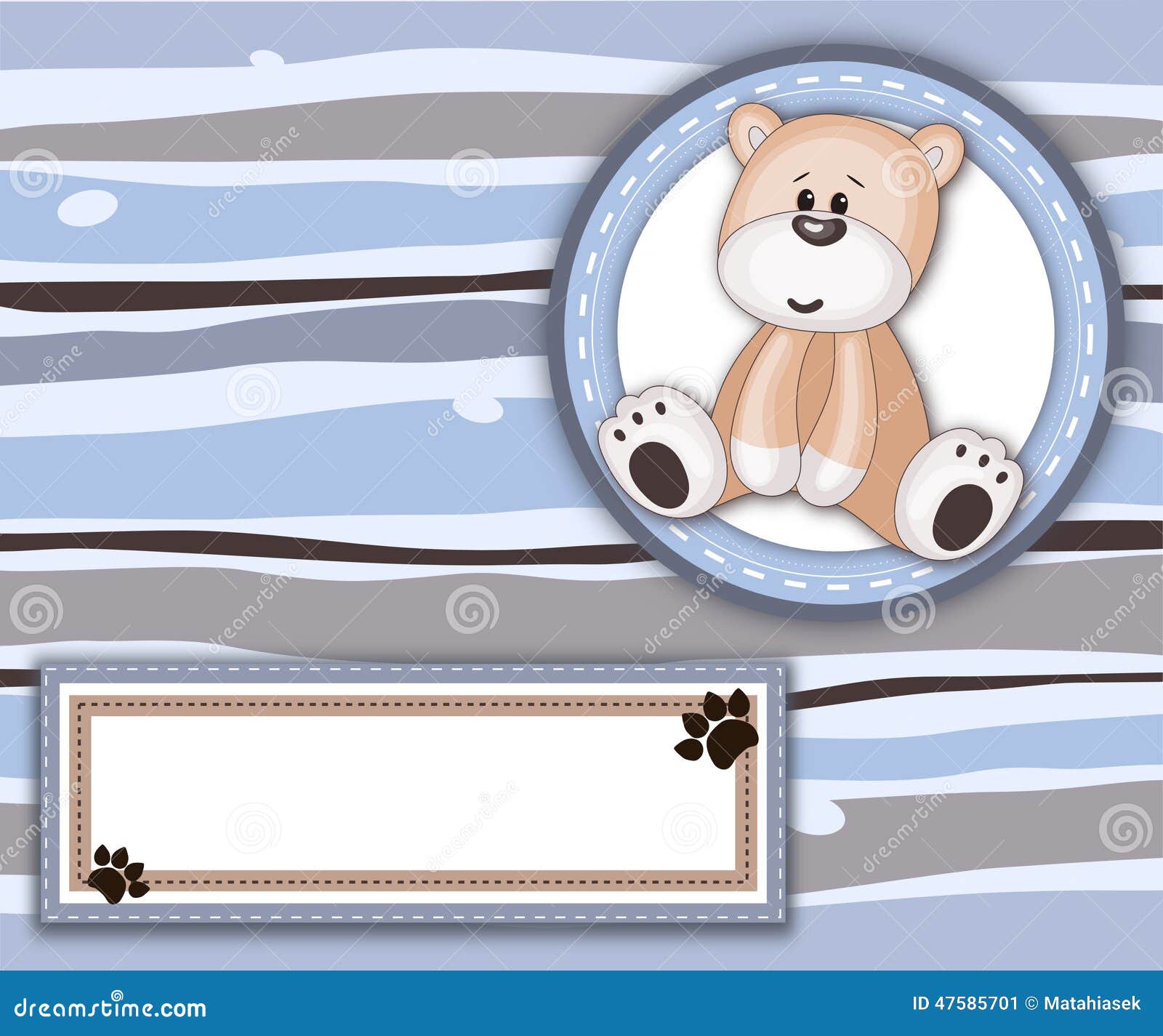 Bear Label Template Consisting Of Forest Background Vector Illustration ...