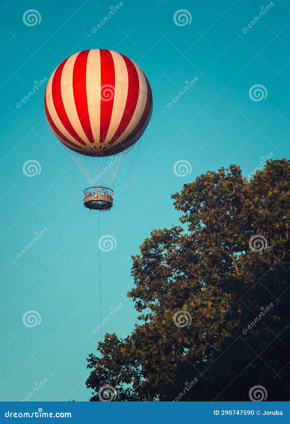 Stripped Air Ballon Fly in Blue Sky Stock Photo - Image of beautiful ...