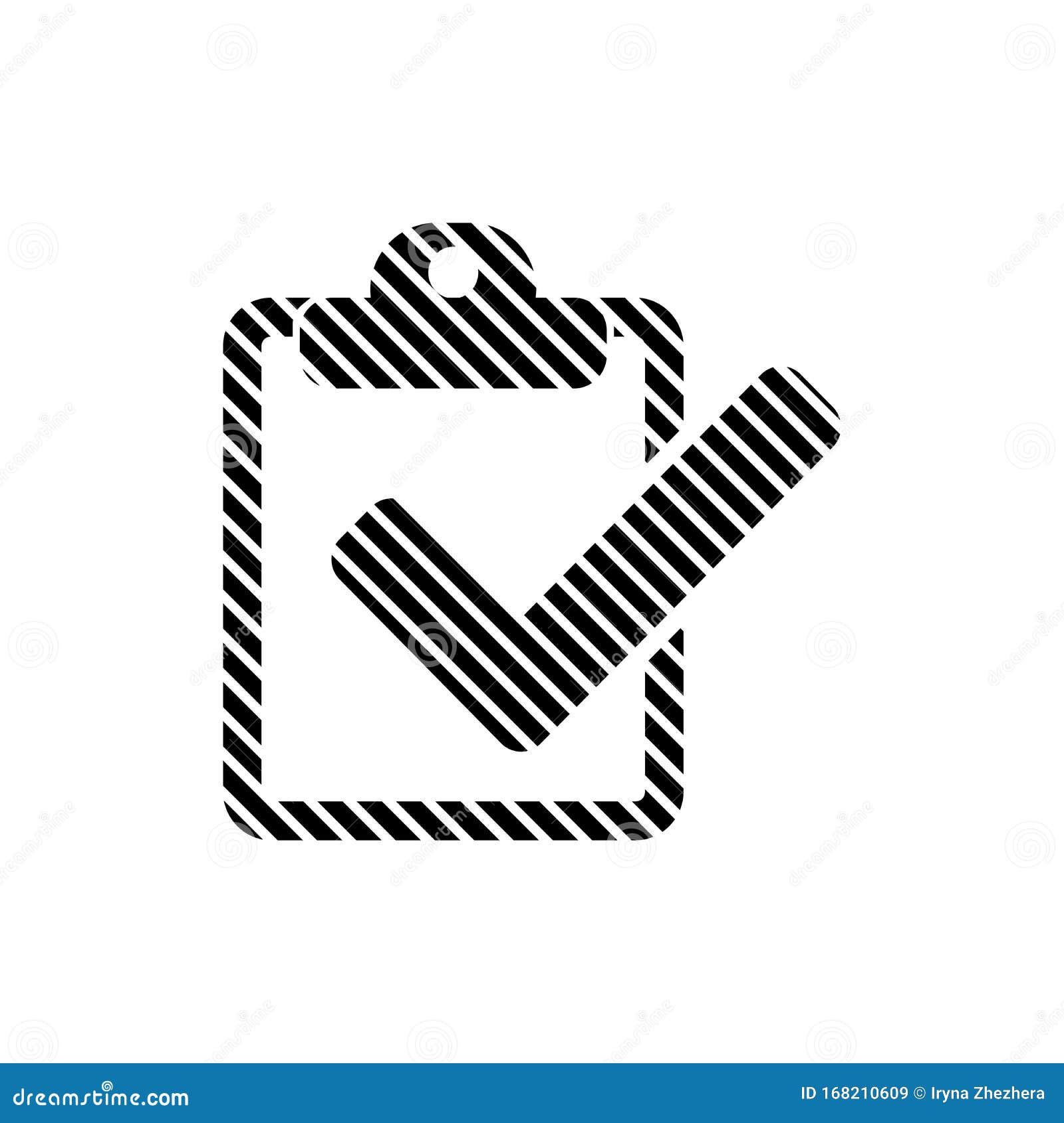 Stripped Check Mark Icon. Check Button. Done Note Made of Lines. Flat ...
