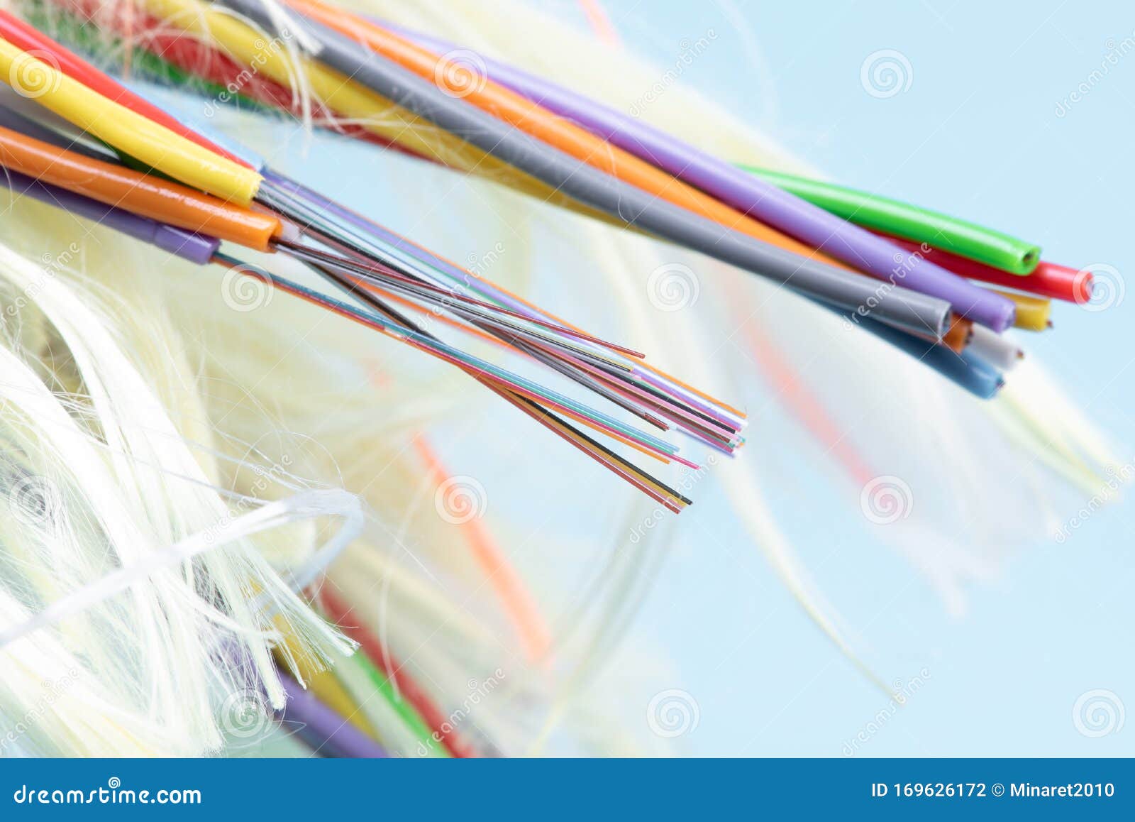 Stripped Colorful Fiber Optic Cable Stock Photo - Image of optical ...