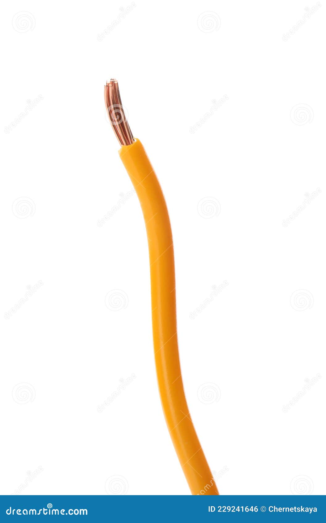 Stripped Electrical Wire with Yellow Insulation Isolated on White Stock ...