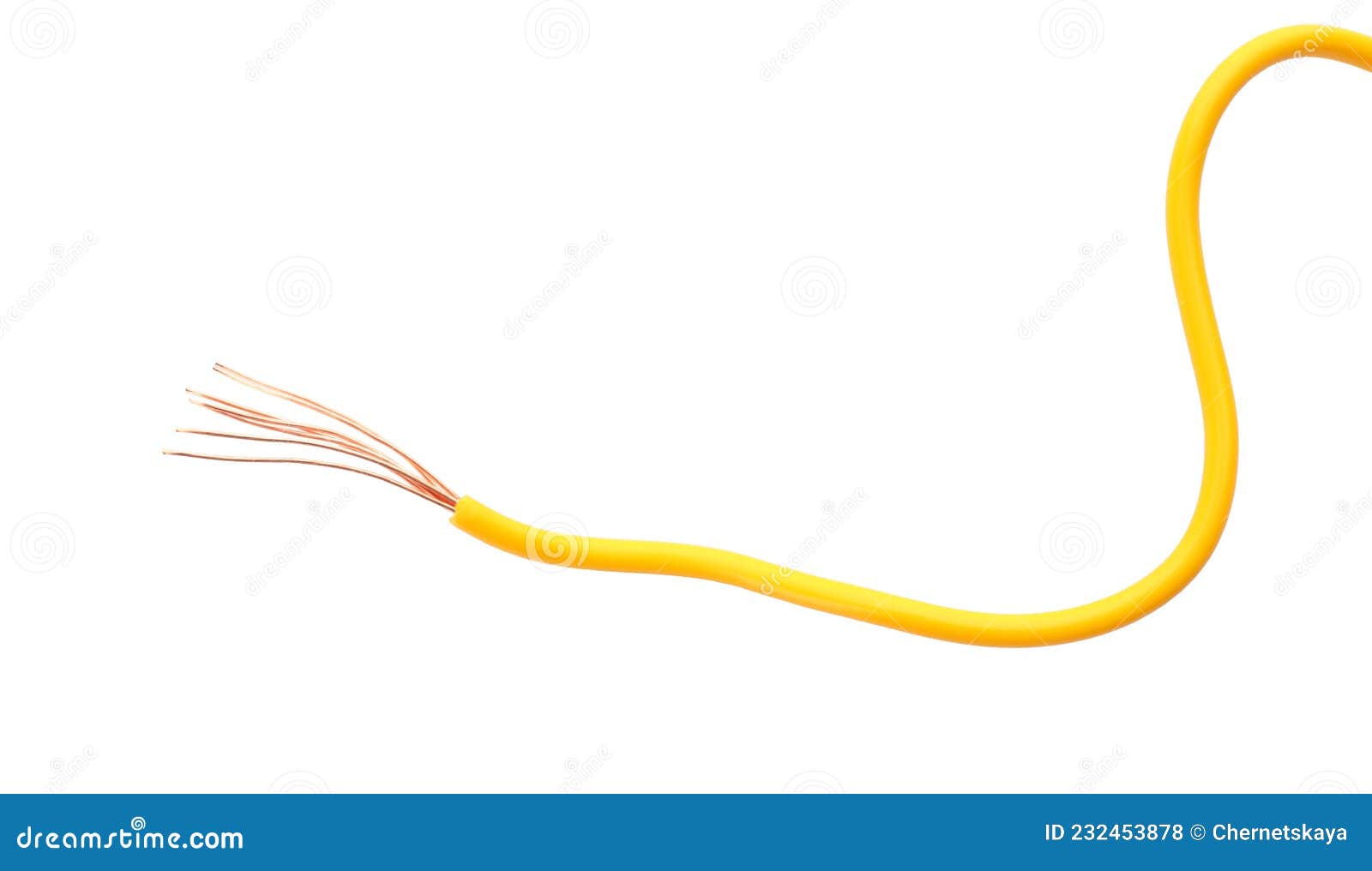Stripped Electrical Wire with Yellow Insulation Isolated on White Stock ...