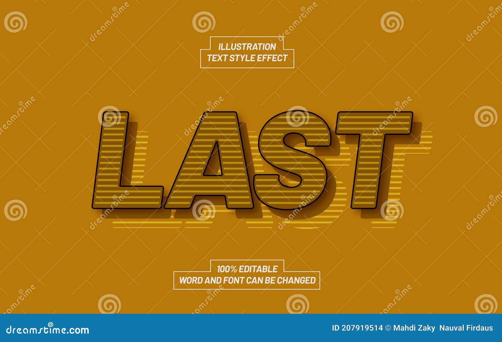 Stripped Retro Bold Text Style Effect Mockup Stock Vector ...