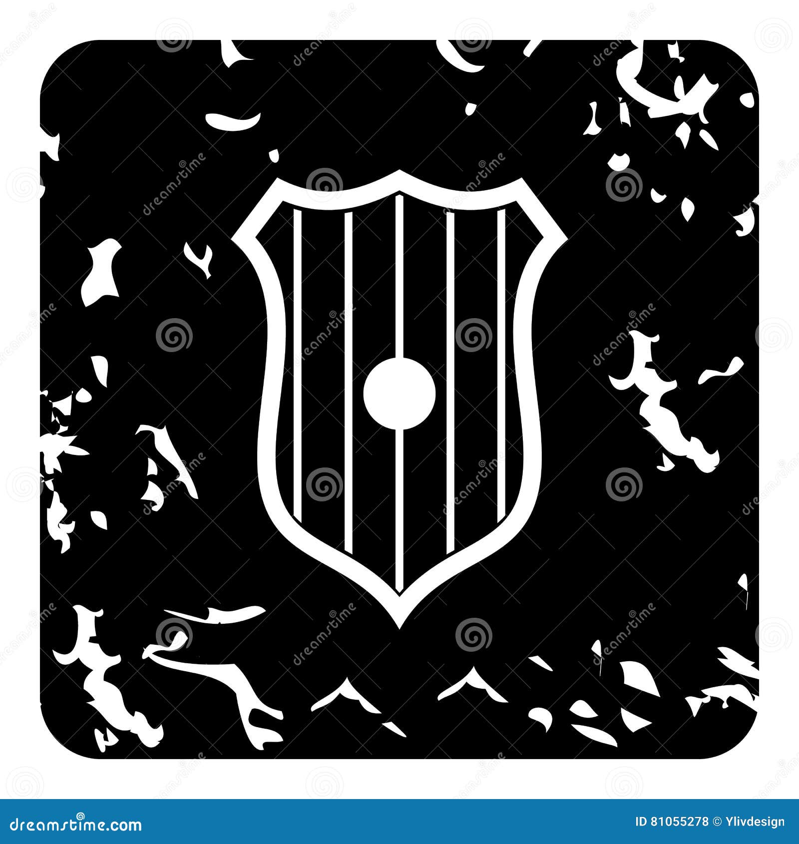 Stripped Shield Icon, Grunge Style Stock Vector - Illustration of ...