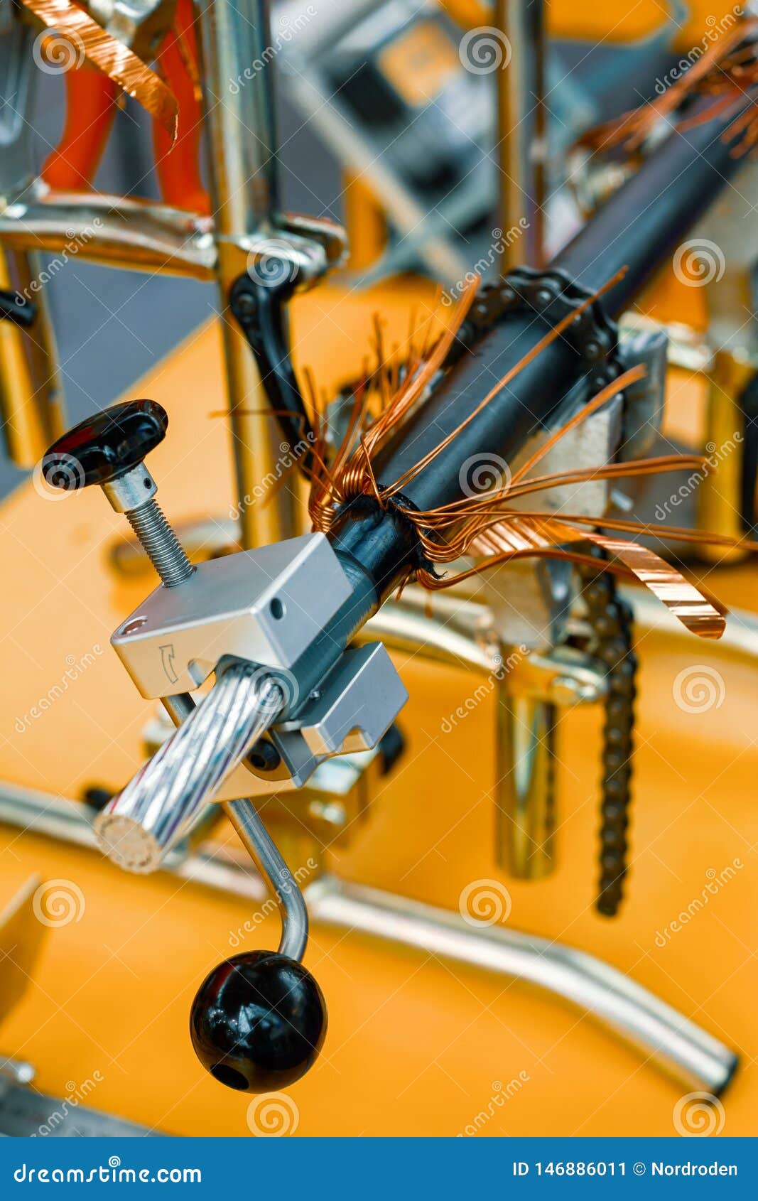 Stripping Electrical Cable from Insulation. Stock Image - Image of unit ...
