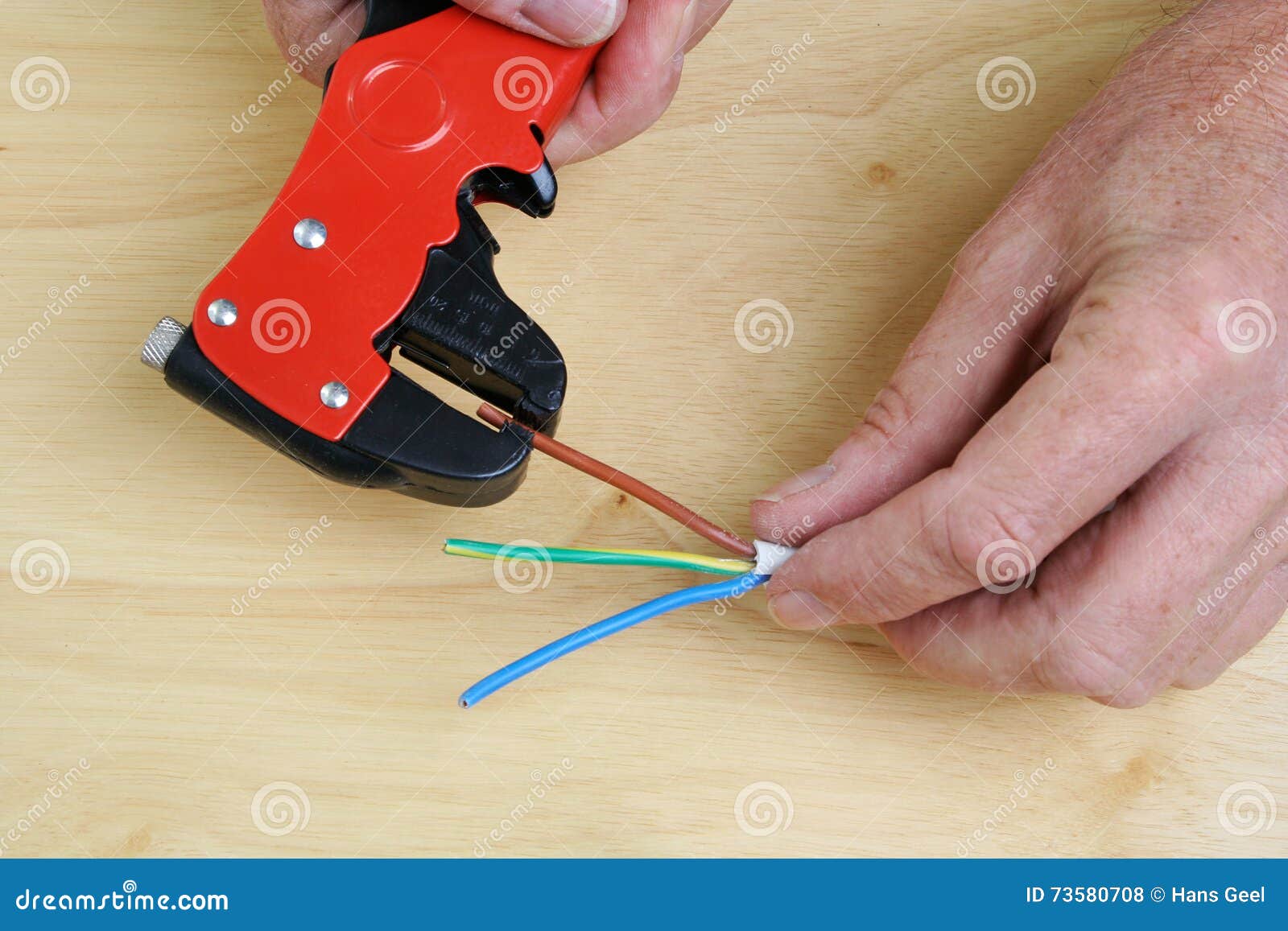 Stripping Electrical Wires stock photo. Image of install - 73580708