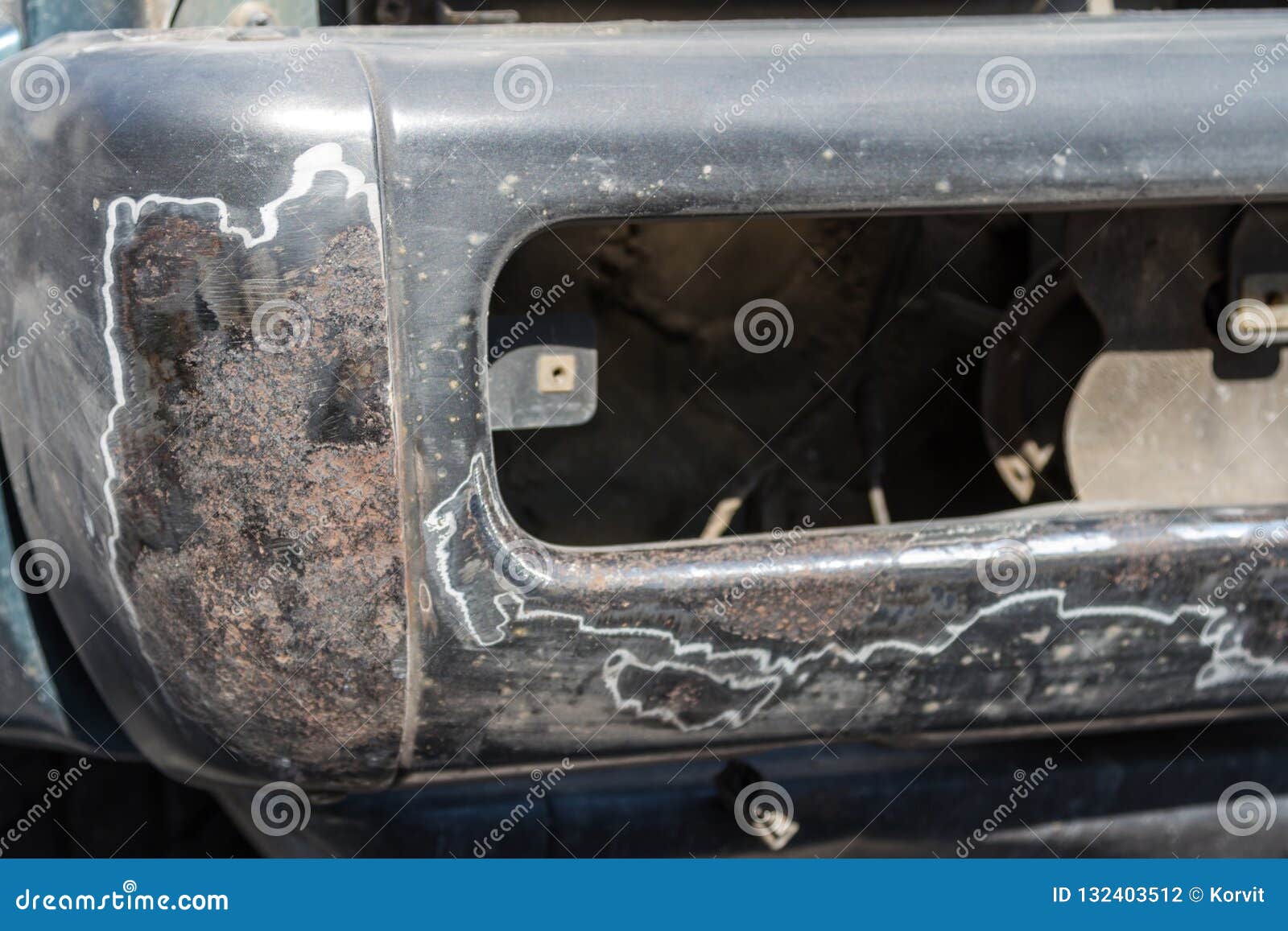 Stripping rust bumper stock photo. Image of accident - 132403512