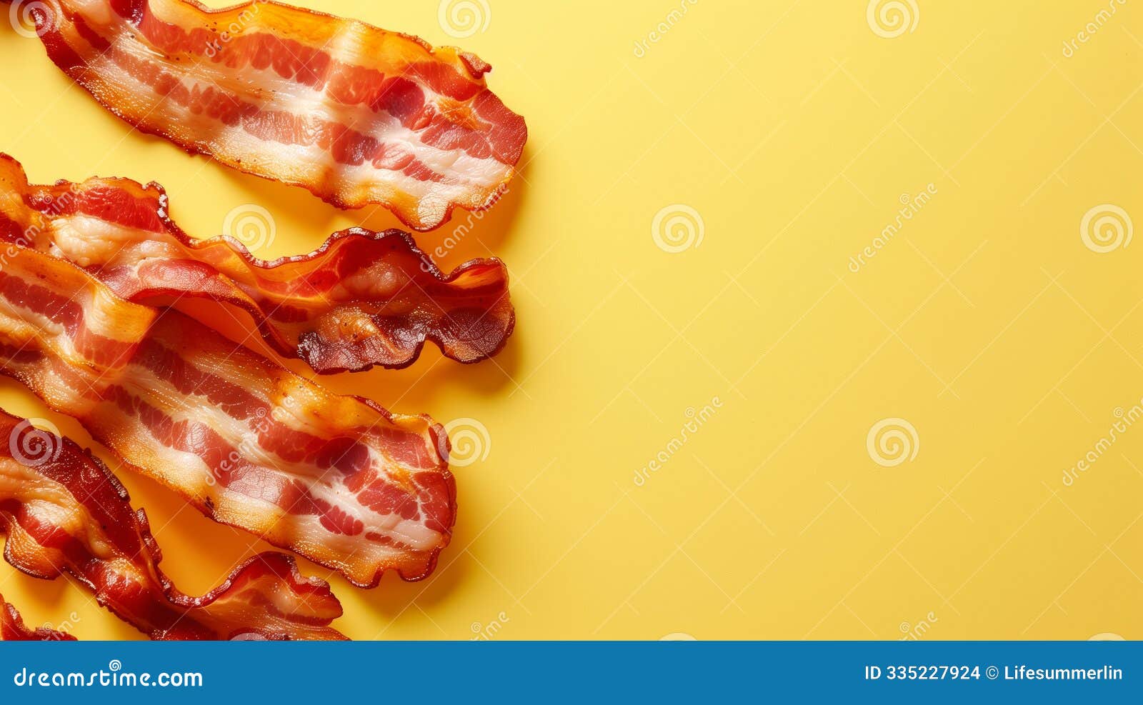 Strips of Crispy Bacon Displayed on a Bright Yellow Background ...