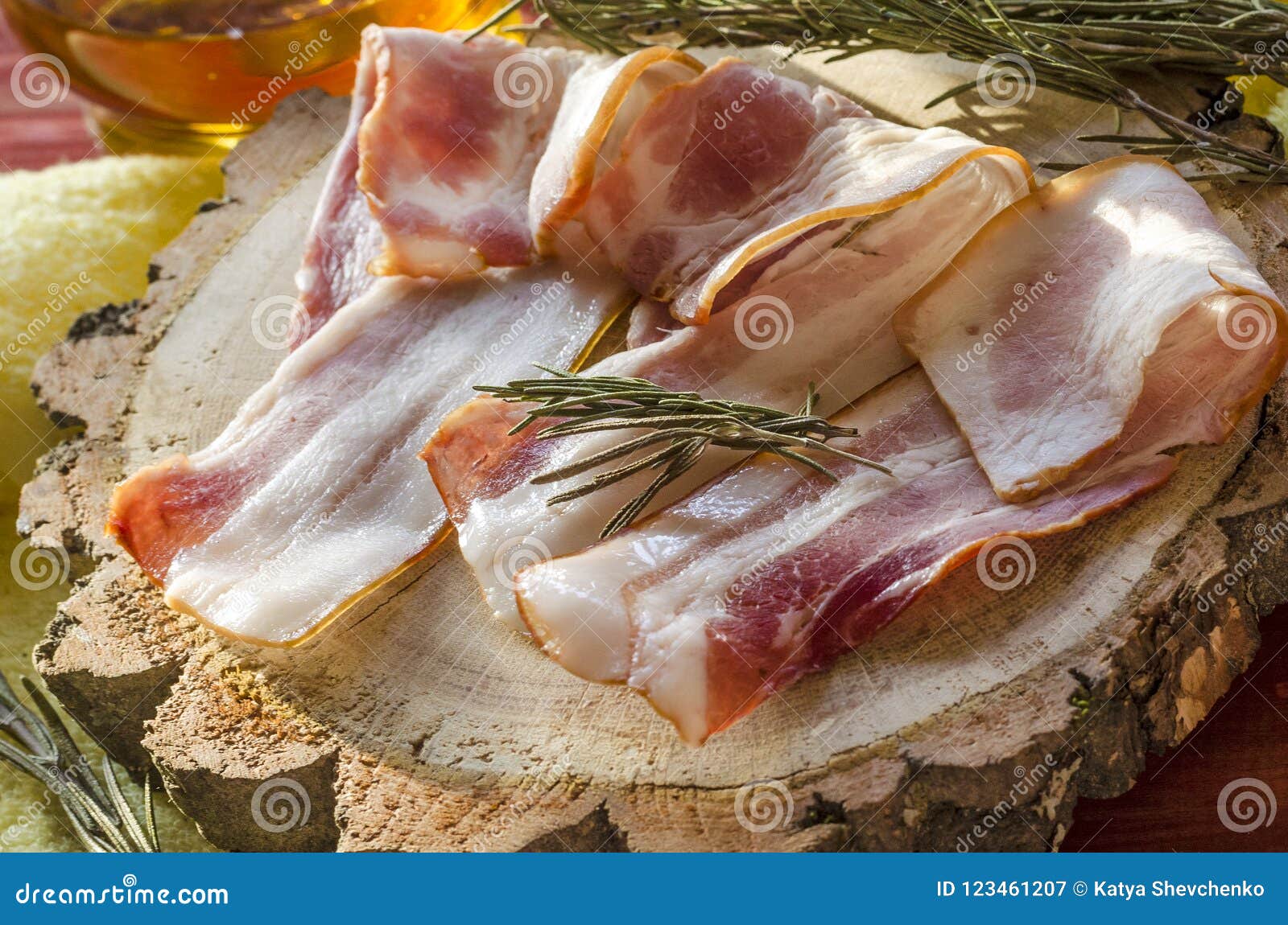 Strips of Fresh Bacon on a Board Stock Image - Image of delicious ...