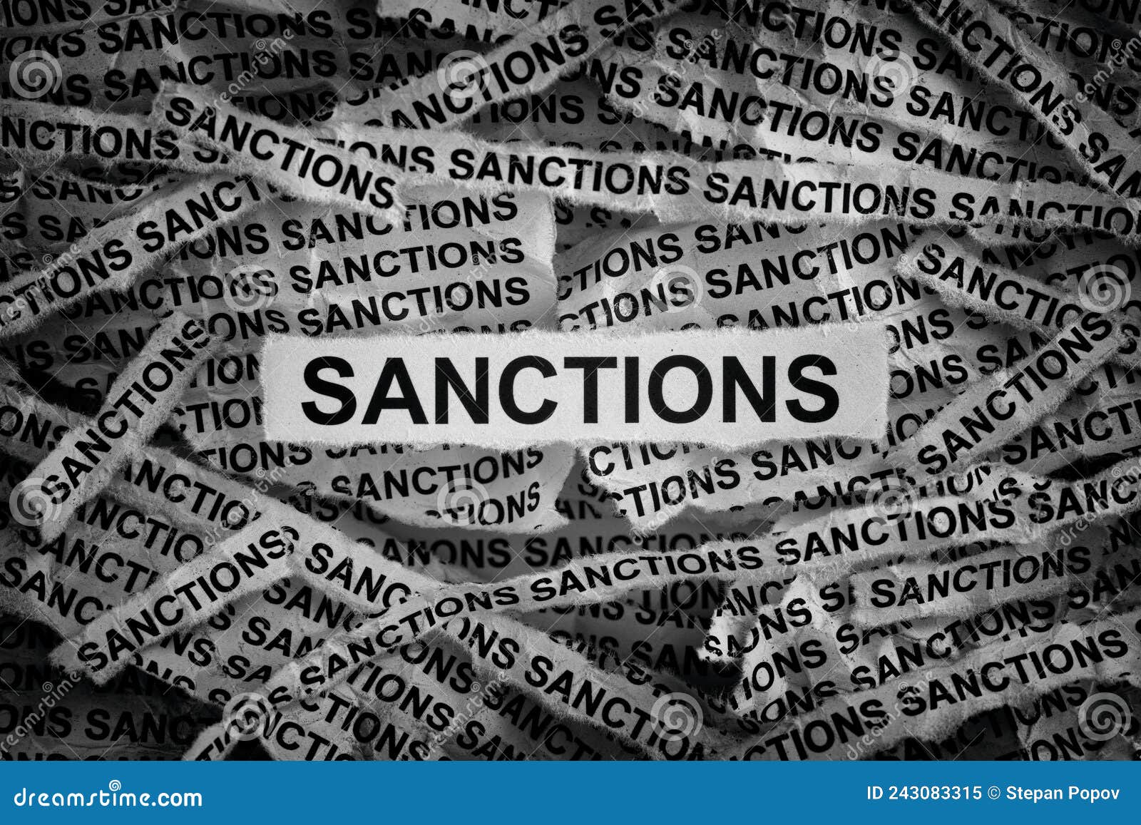 Strips of Newspaper with the Words Sanctions Stock Image - Image of ...