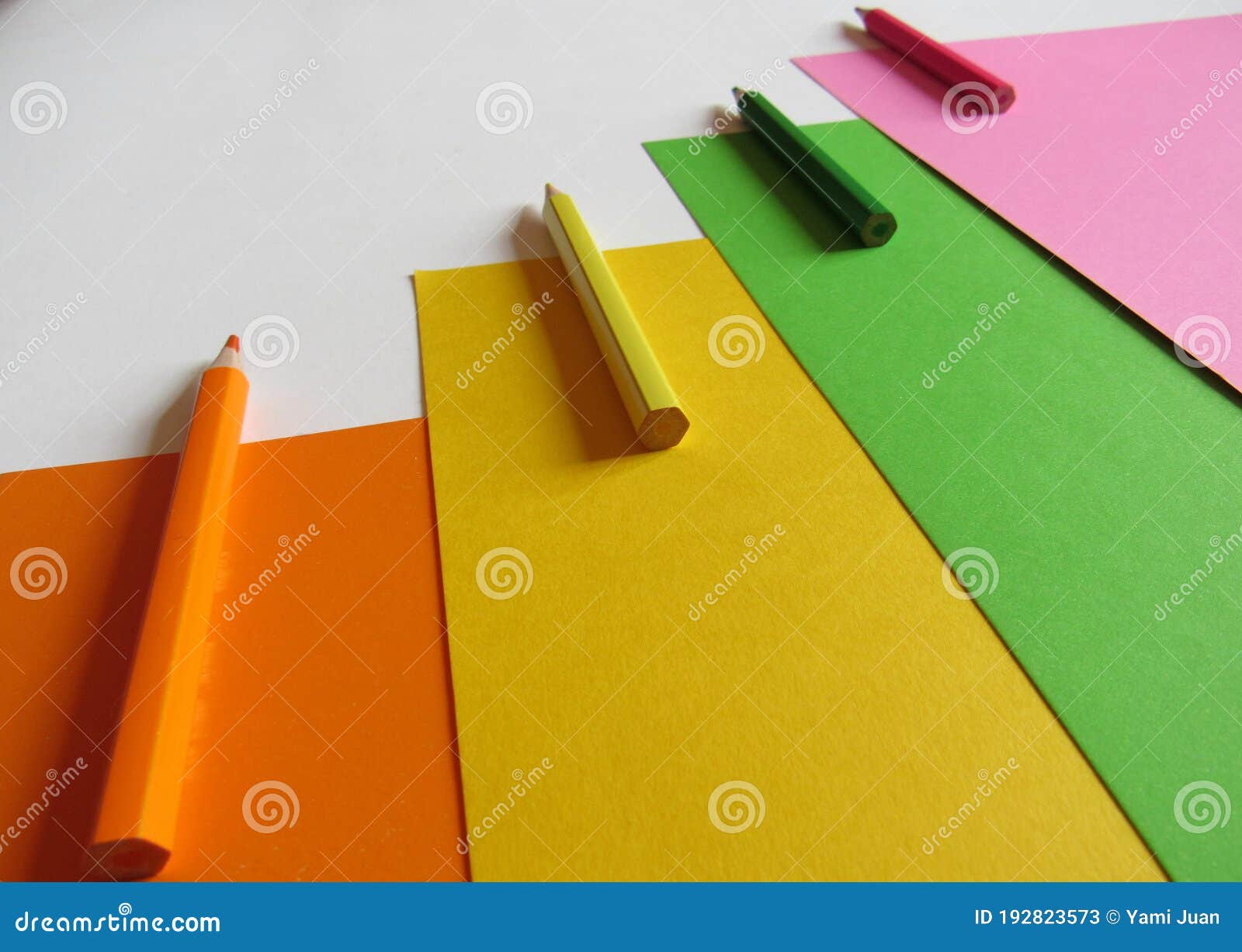 Strips of Paper and Pencils of Different Colors Stock Image - Image of ...