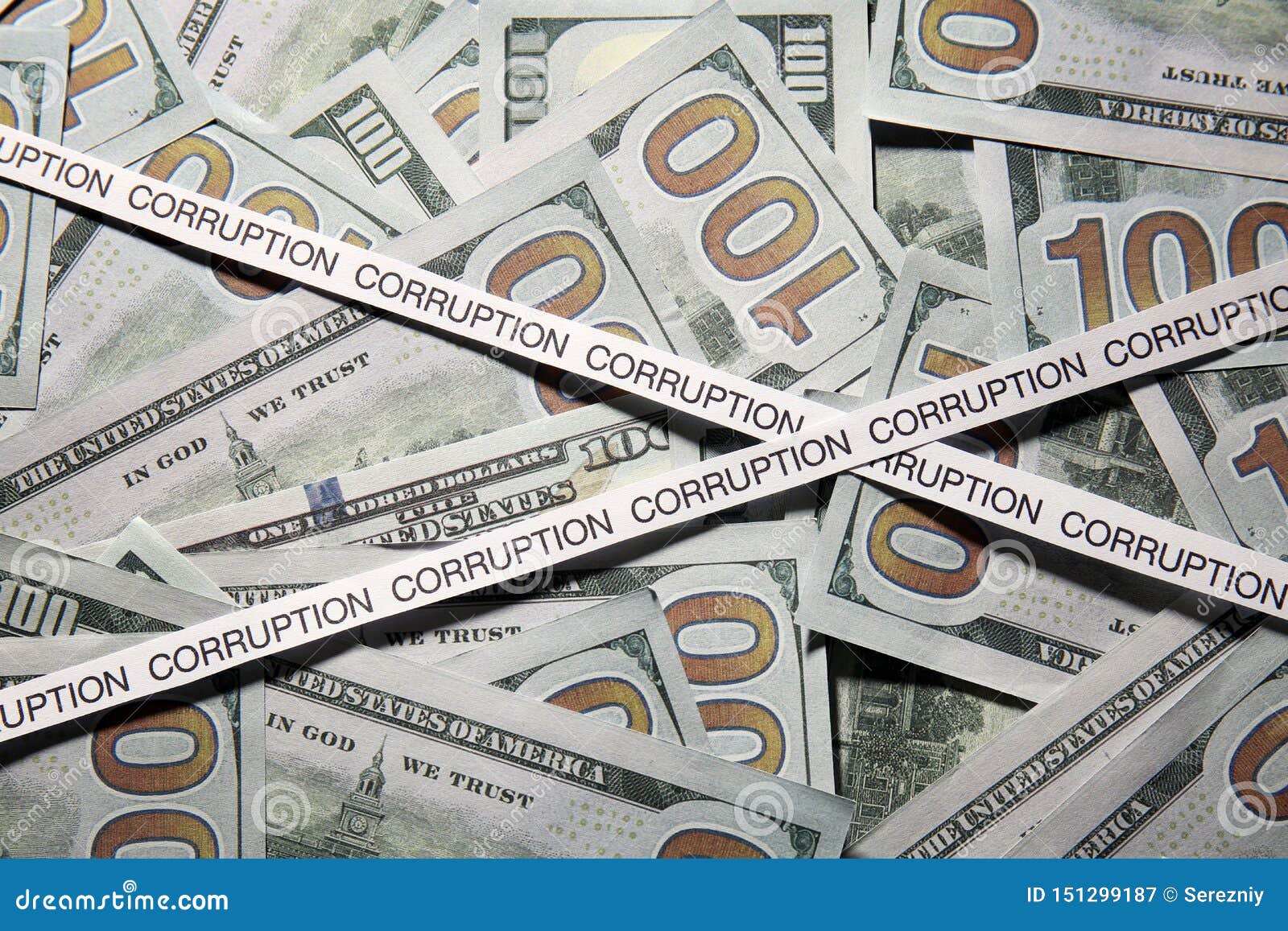 Strips of Paper with Words CORRUPTION on Money Stock Image - Image of ...