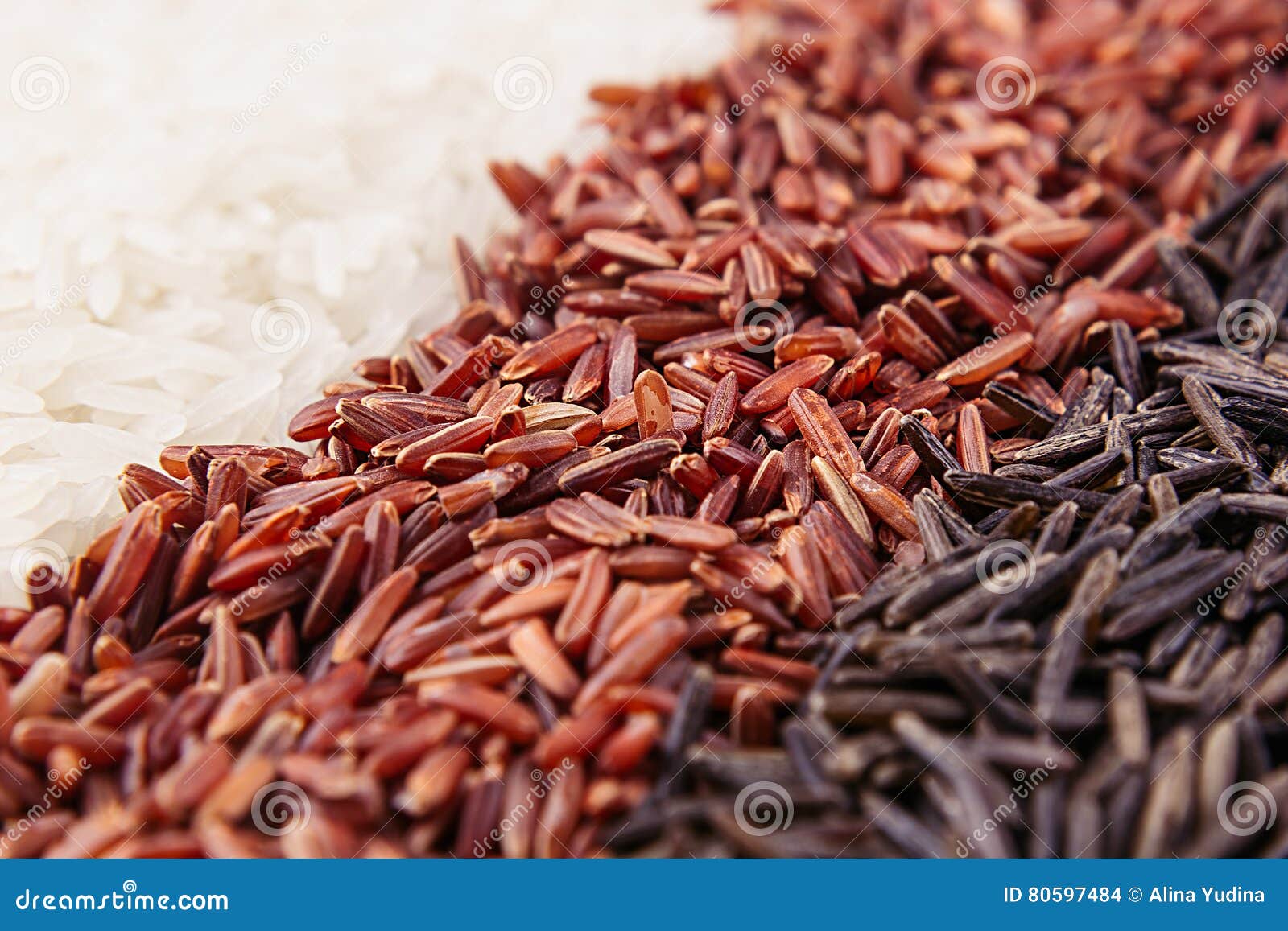 Strips of Red, Black and White Rice Close-up. Stock Photo - Image of ...