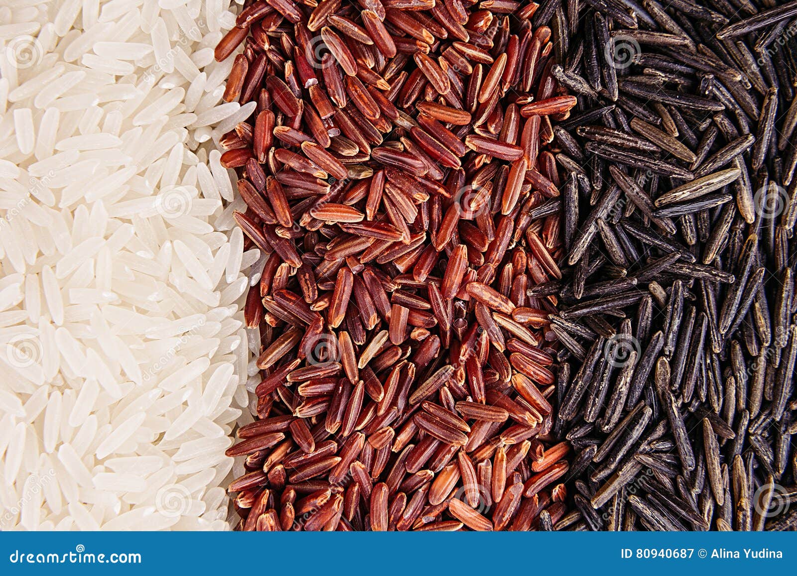 Strips of Red, Black and White Rice Close-up. Stock Image - Image of ...
