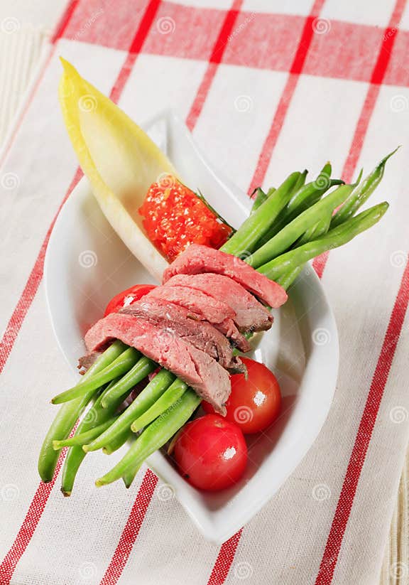 Strips of Roast Beef and String Beans Stock Image - Image of fresh ...