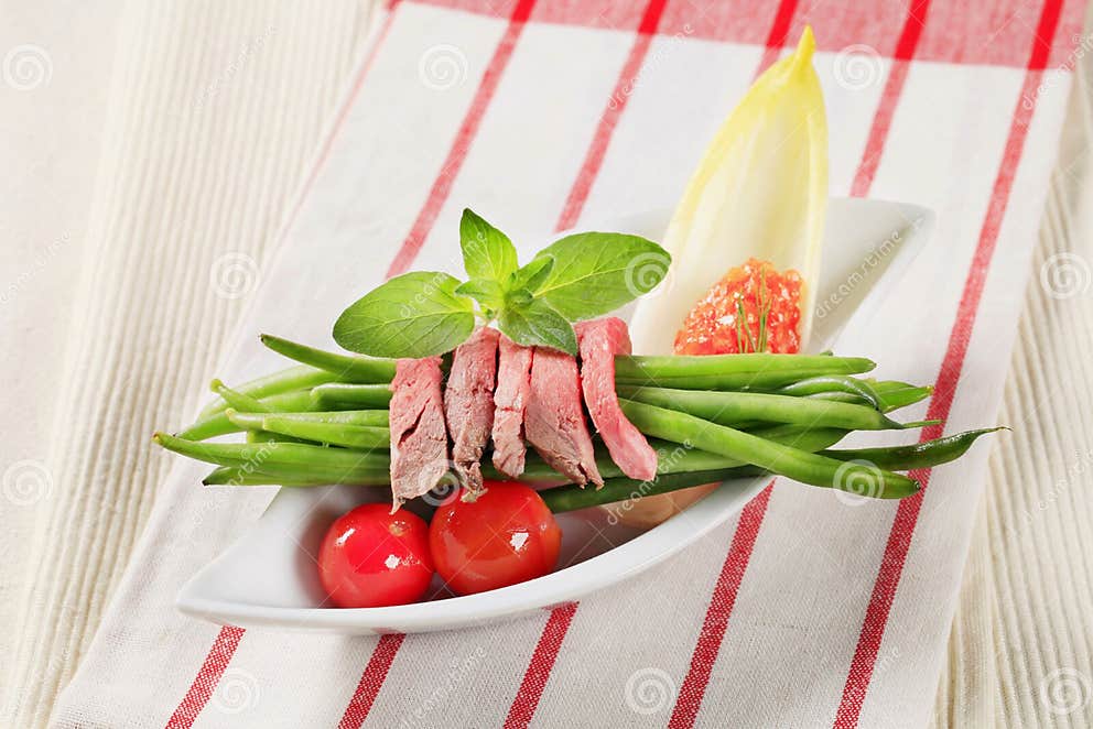 Strips of Roast Beef and String Beans Stock Image - Image of vegetable ...