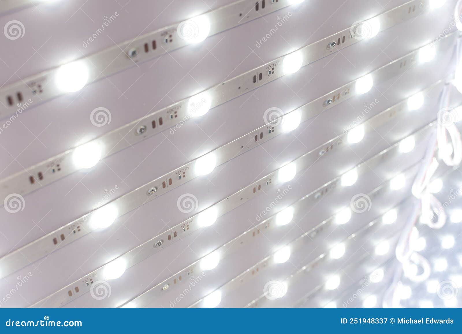 Strips of 12 Volt Poxy LED Modules Lights on Display at an Electronics ...