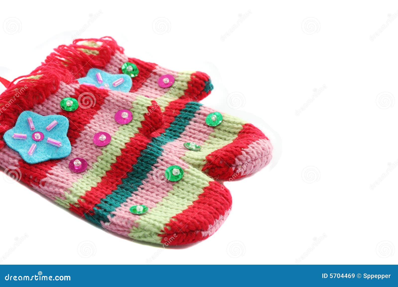 Stripy Colorful Decorated Mittens Stock Image - Image of christmas ...