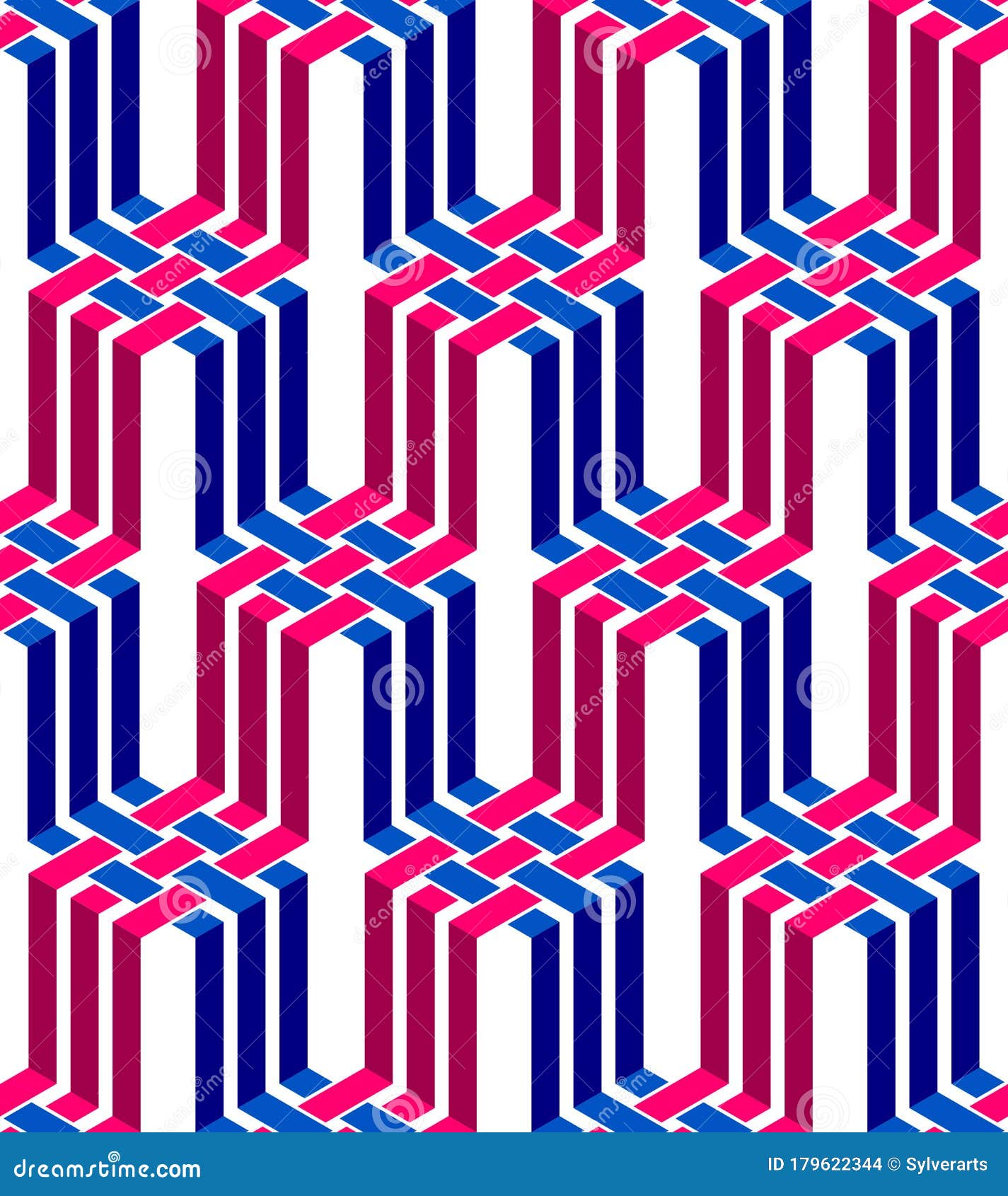 Stripy Mesh Weaving Cubes Seamless Pattern, 3D Abstract Vector ...