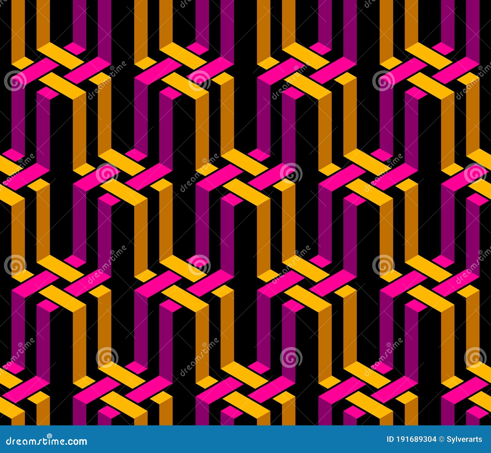 Stripy Mesh Weaving Cubes Seamless Pattern, 3D Abstract Vector ...