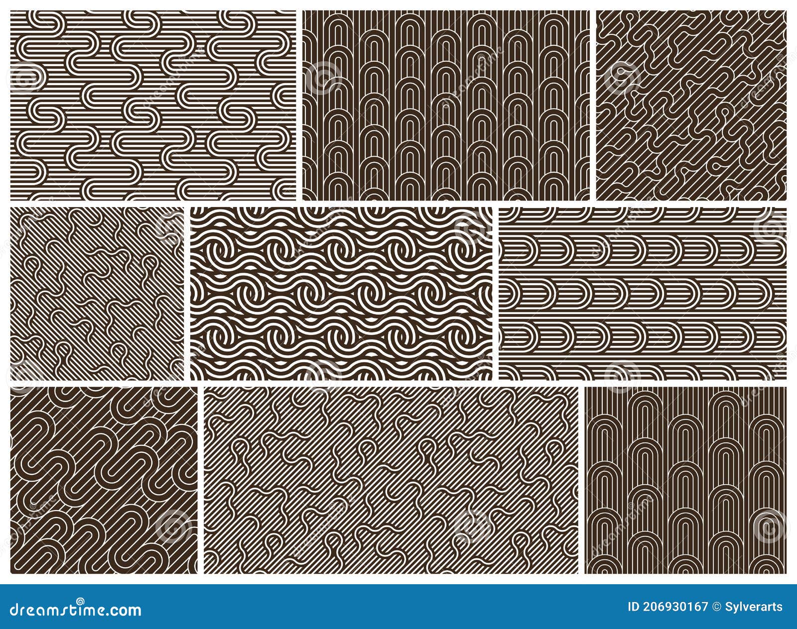 Stripy Vector Seamless Patterns with Woven Lines, Geometric Abstract ...